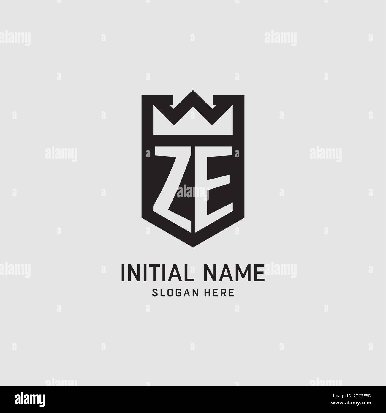 Initial ZE logo shield shape, creative esport logo design vector graphic Stock Vector Image ...