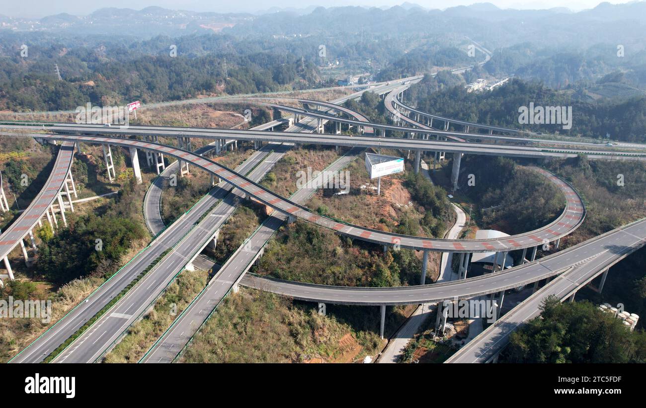 Enshi, China. 11th Dec, 2023. An aerial photo is showing a high-speed ...