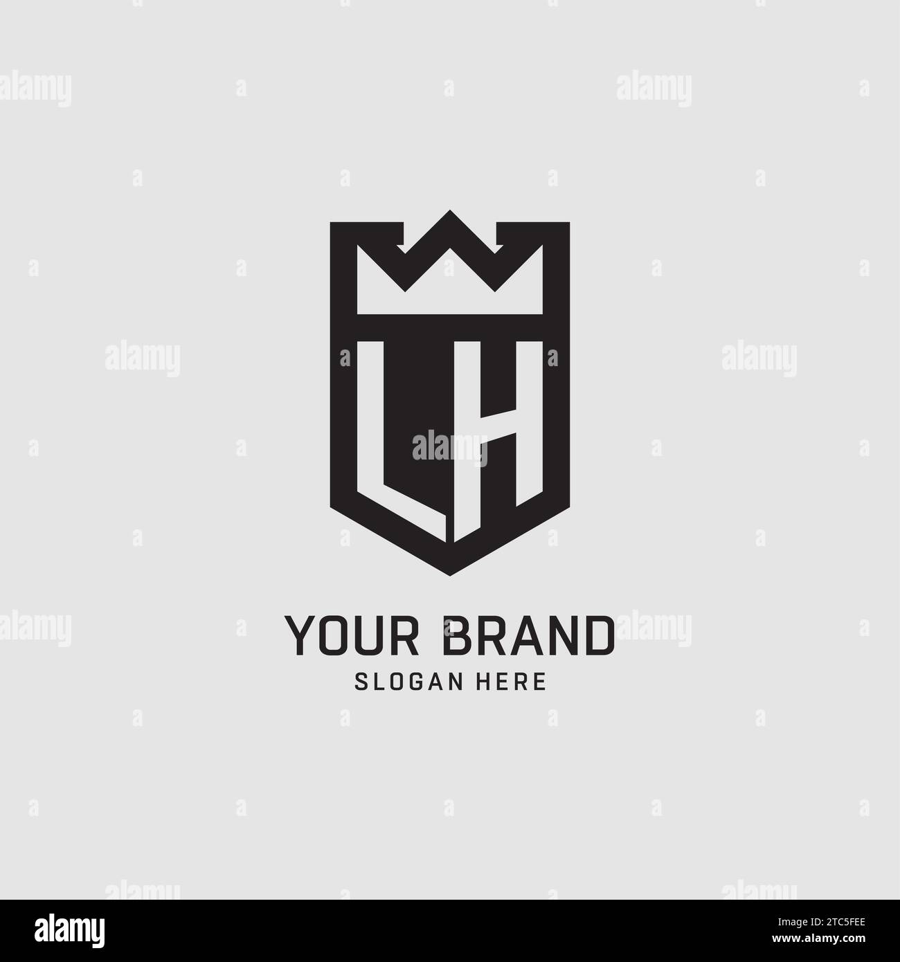 Initial LH logo shield shape, creative esport logo design vector ...