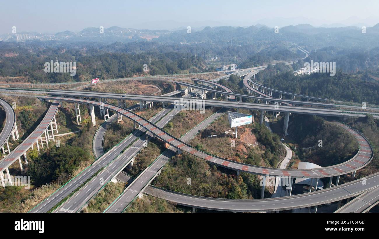 Enshi, China. 11th Dec, 2023. An aerial photo is showing a high-speed ...