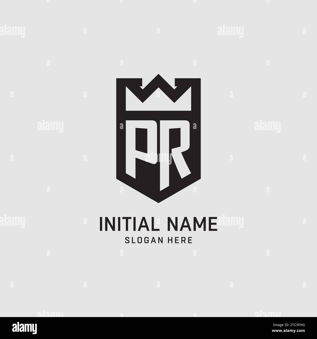 Initial PR logo shield shape, creative esport logo design vector graphic Stock Vector Image ...
