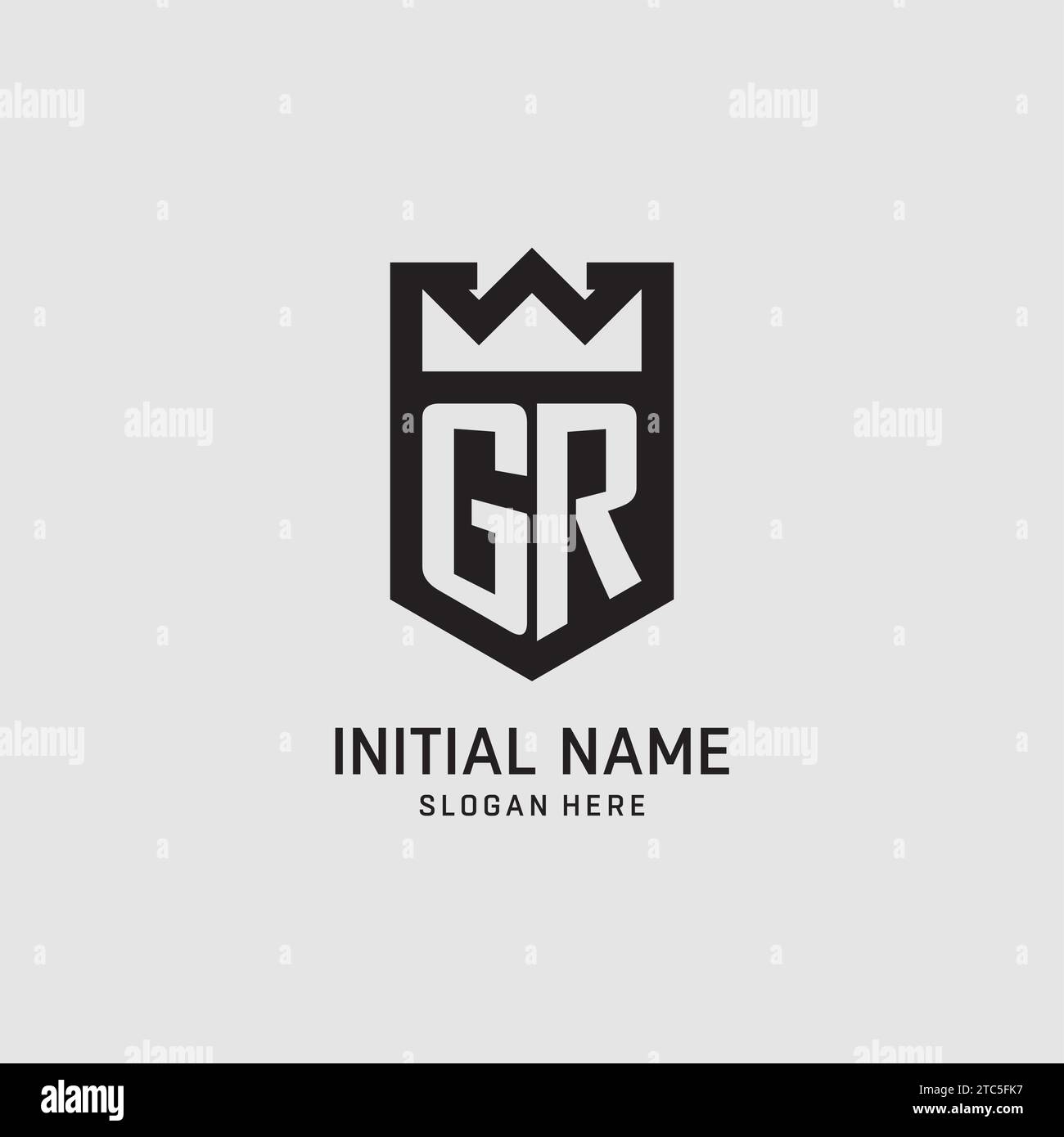Initial GR logo shield shape, creative esport logo design vector ...