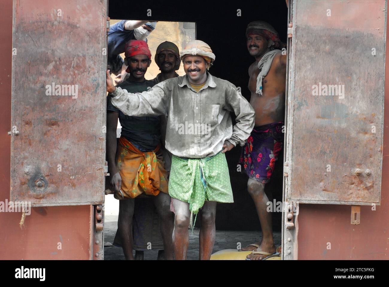 Beaming Indian Labourers Stock Photo - Alamy