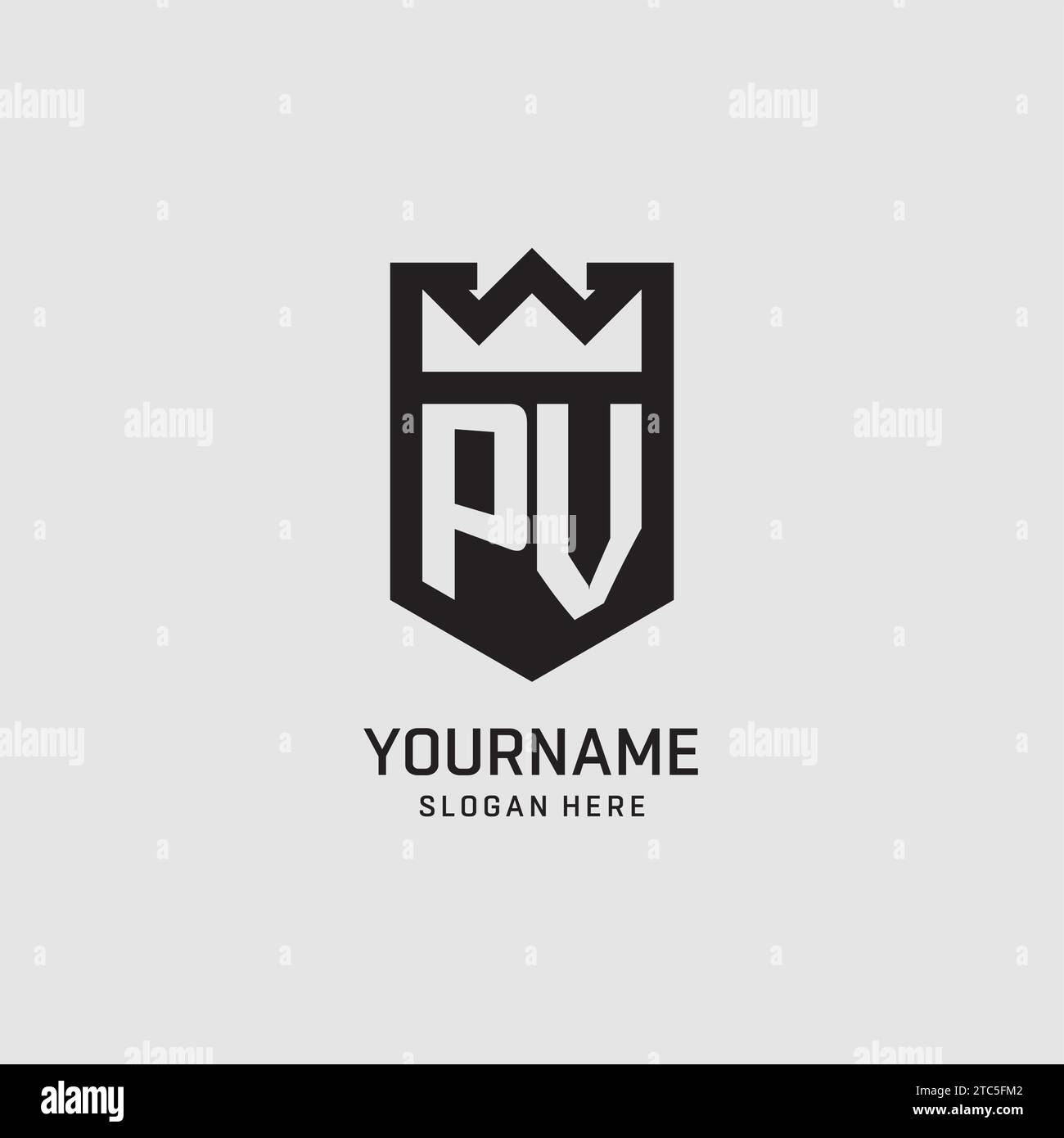 Initial PV logo shield shape, creative esport logo design vector ...