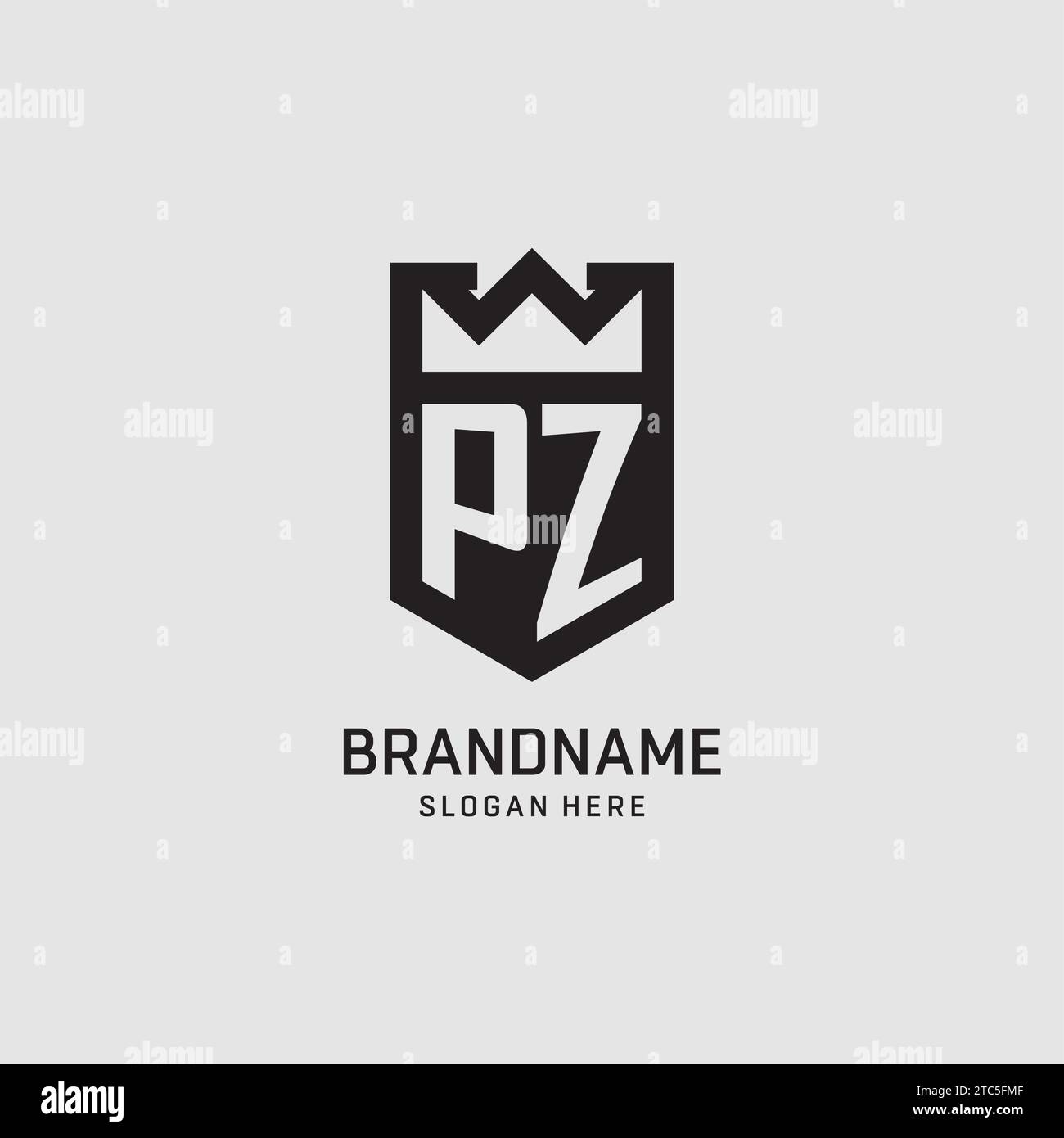 Initial PZ logo shield shape, creative esport logo design vector ...