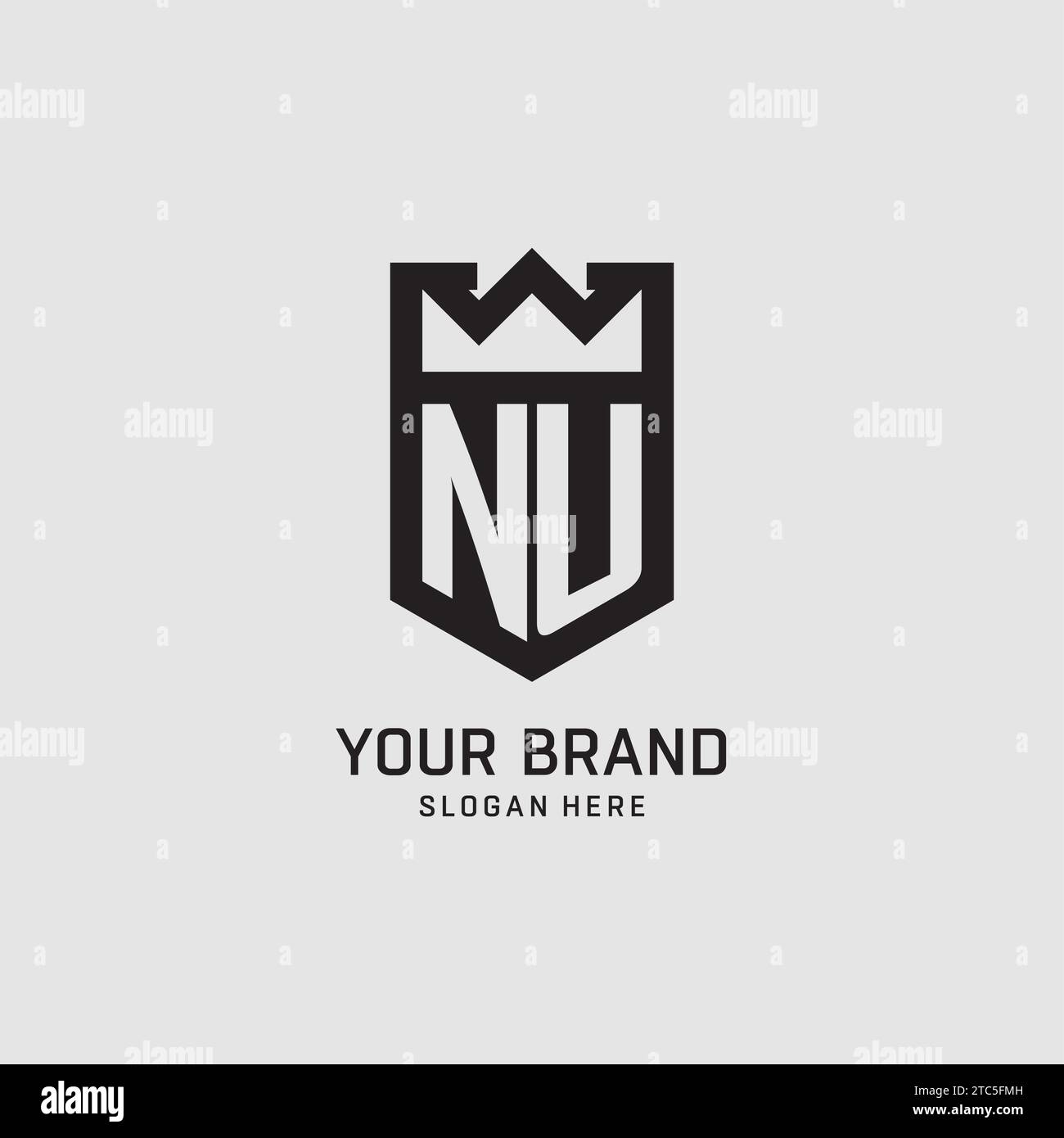 Initial NU logo shield shape, creative esport logo design vector graphic Stock Vector Image ...