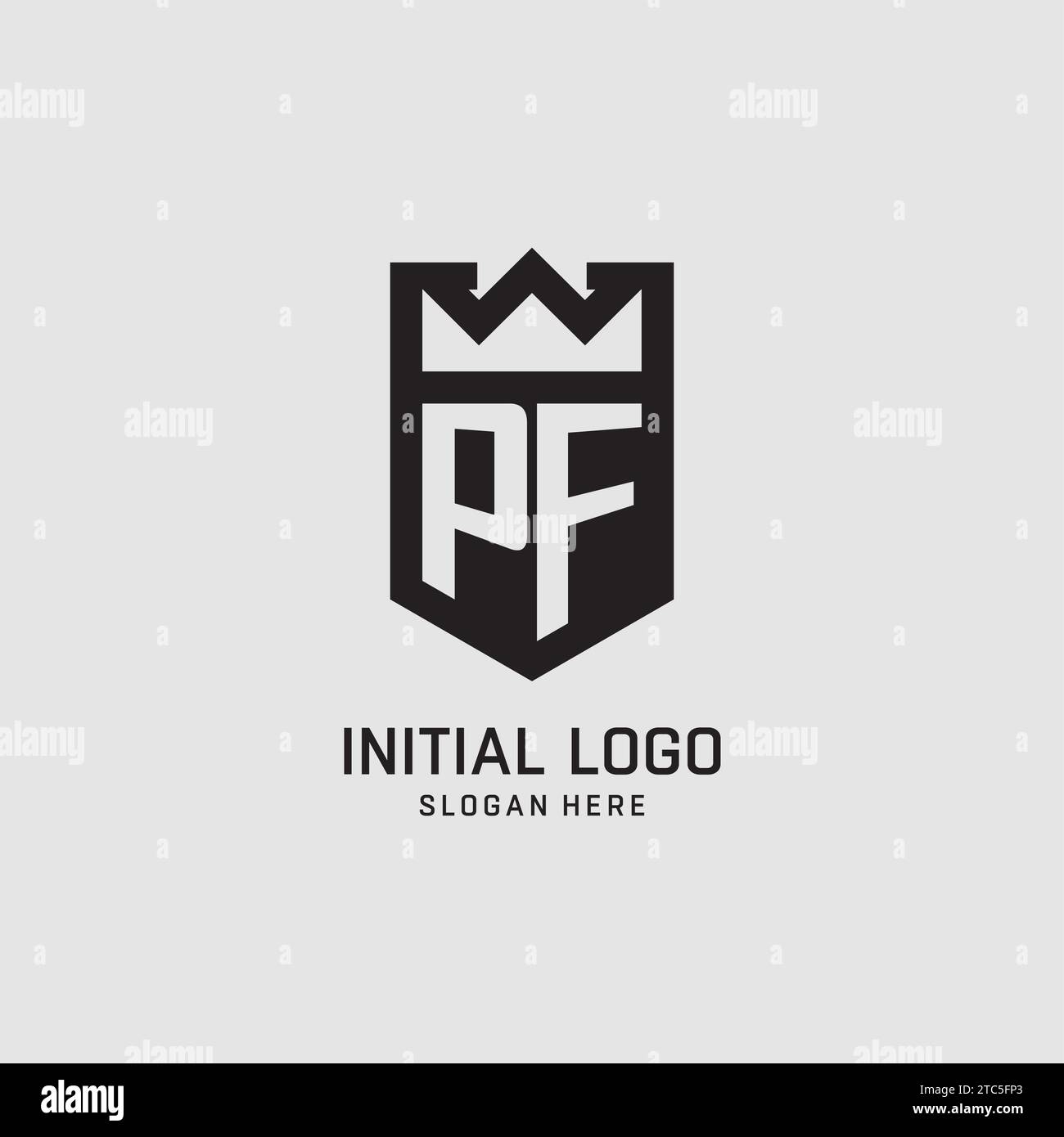 Initial PF logo shield shape, creative esport logo design vector ...