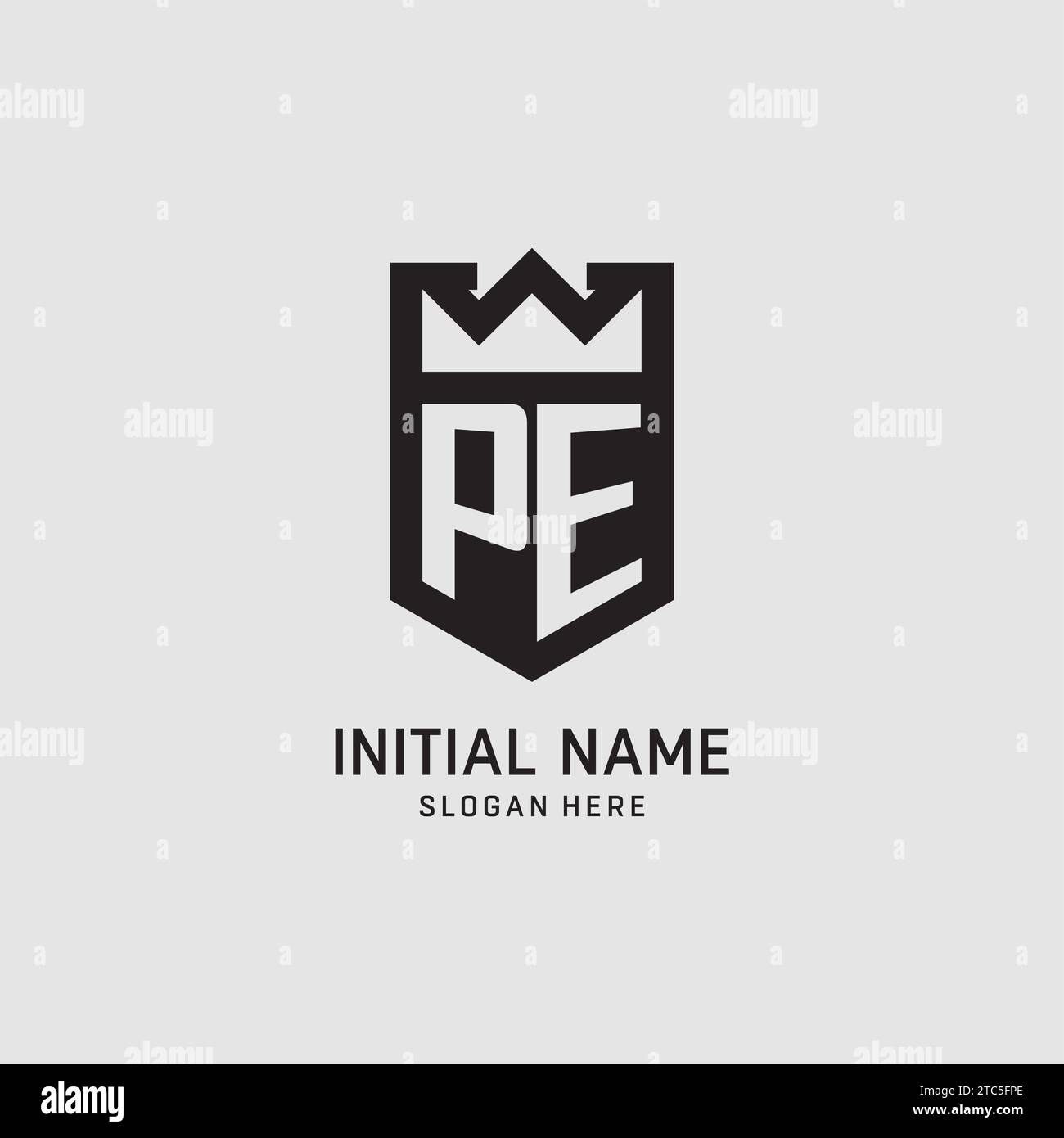 Initial PE logo shield shape, creative esport logo design vector ...