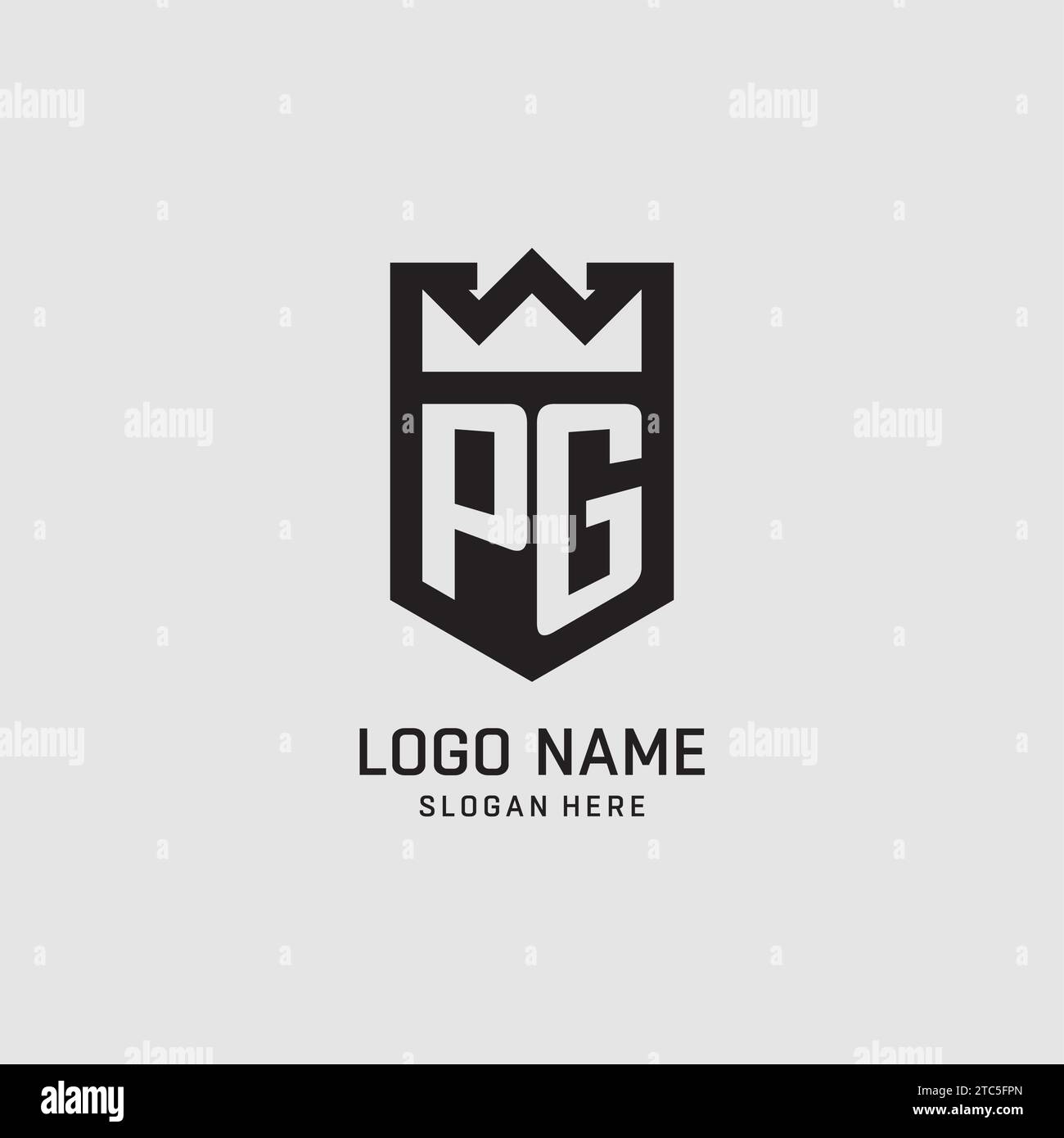 Initial PG logo shield shape, creative esport logo design vector ...