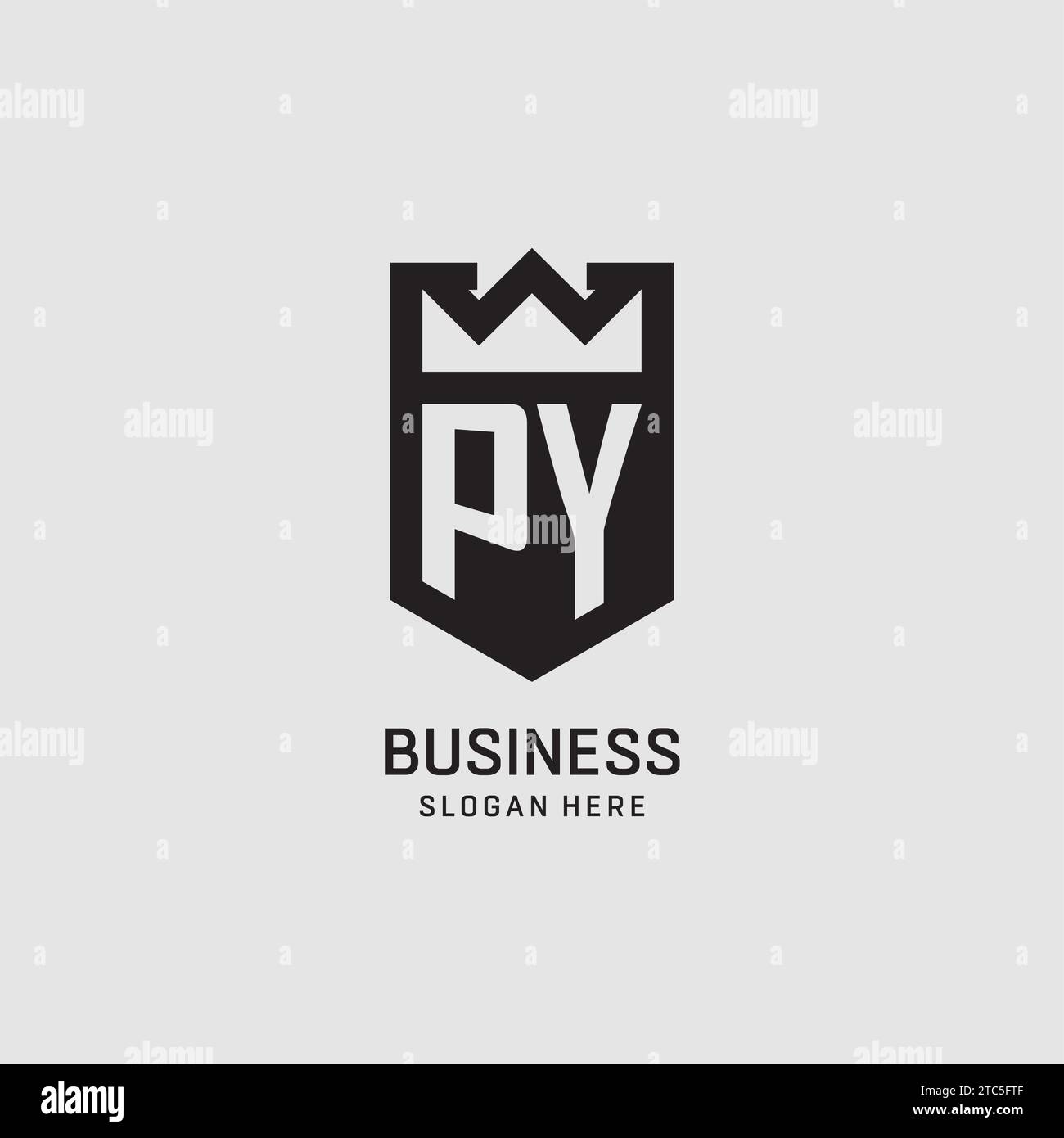 Initial PY logo shield shape, creative esport logo design vector ...