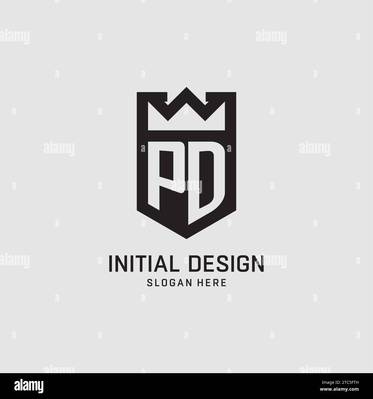Initial PD logo shield shape, creative esport logo design vector ...