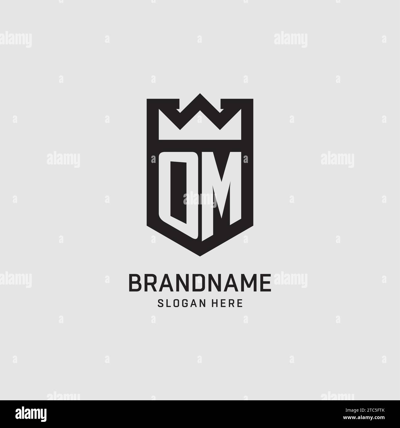 Initial OM logo shield shape, creative esport logo design vector ...
