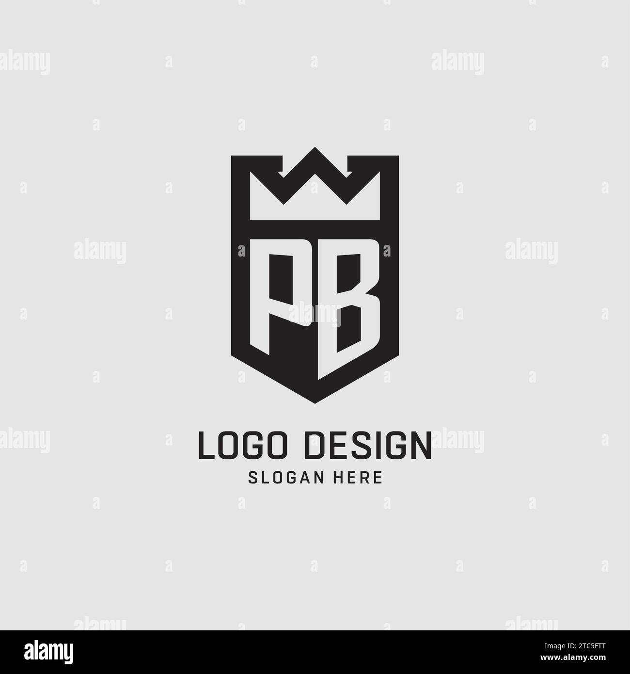 Initial PB logo shield shape, creative esport logo design vector ...