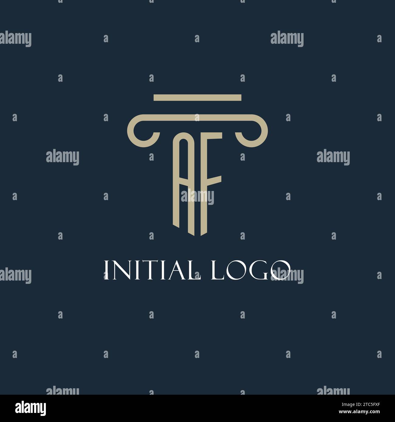 AF initial logo for lawyer, law firm, law office with pillar icon ...