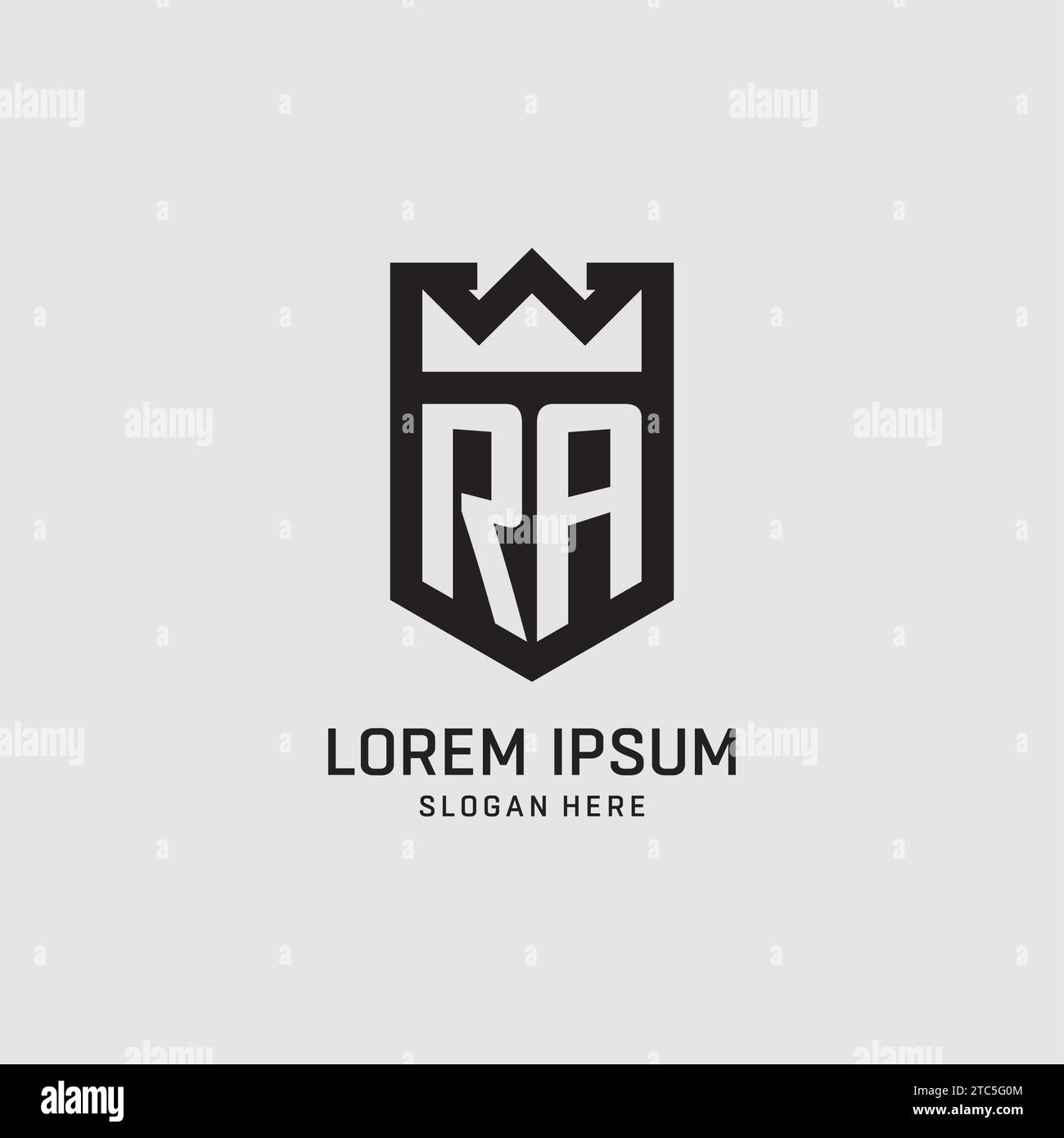 Initial RA logo shield shape, creative esport logo design vector ...