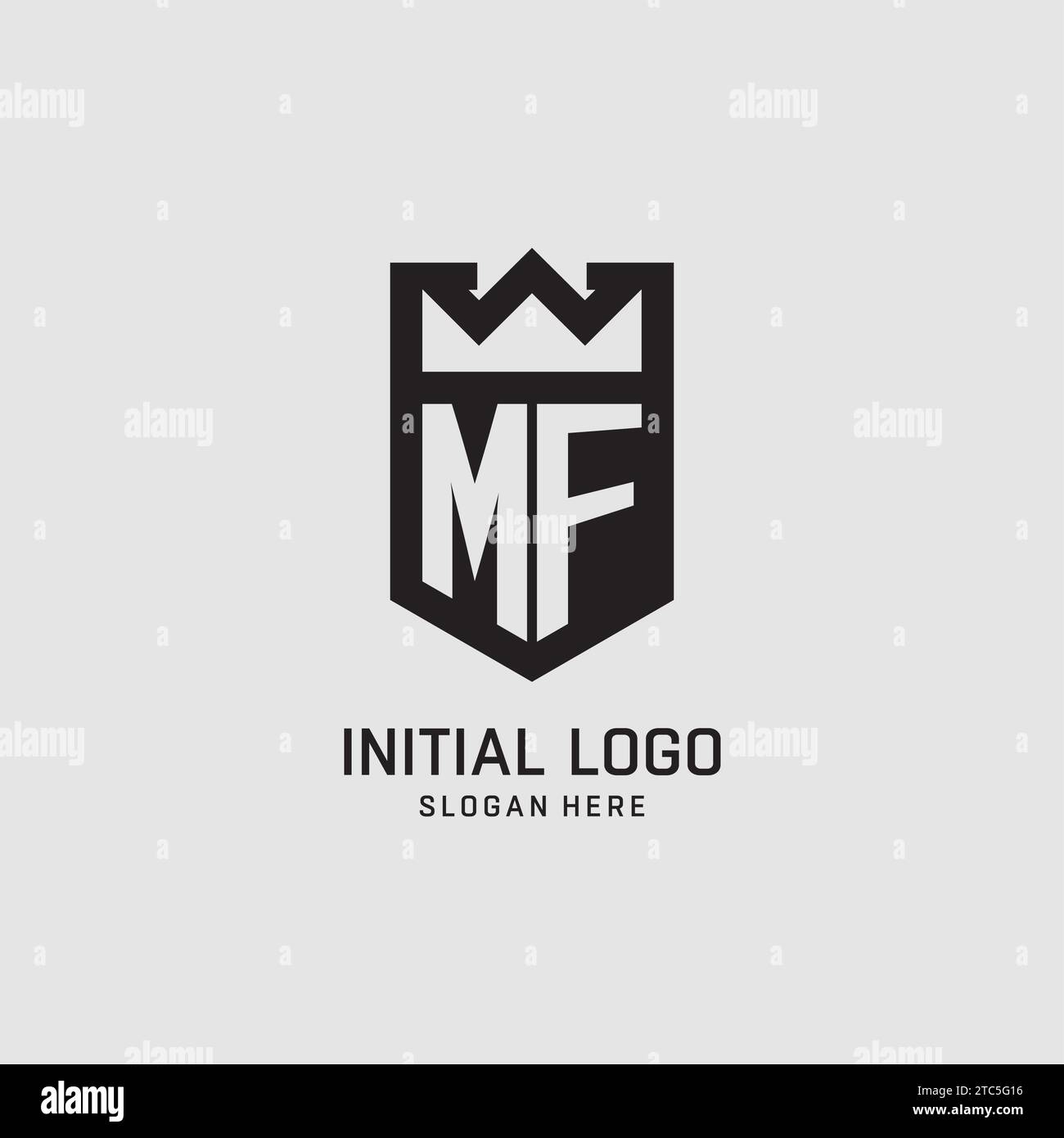 Initial MF logo shield shape, creative esport logo design vector ...