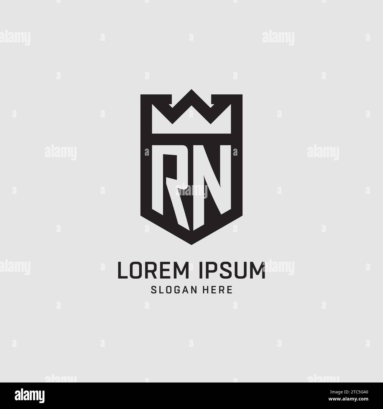 Initial RN logo shield shape, creative esport logo design vector ...