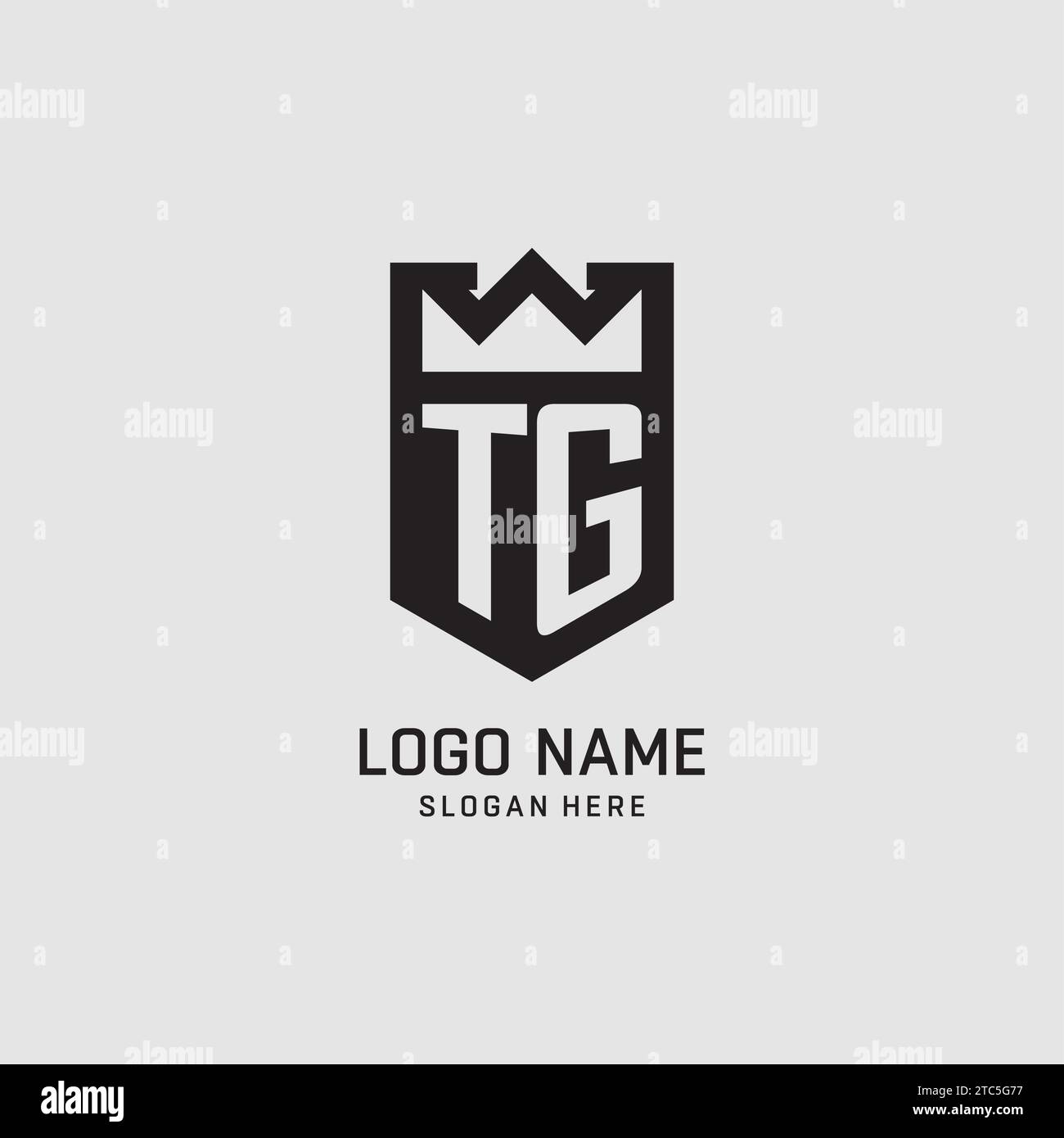 Initial TG logo shield shape, creative esport logo design vector ...