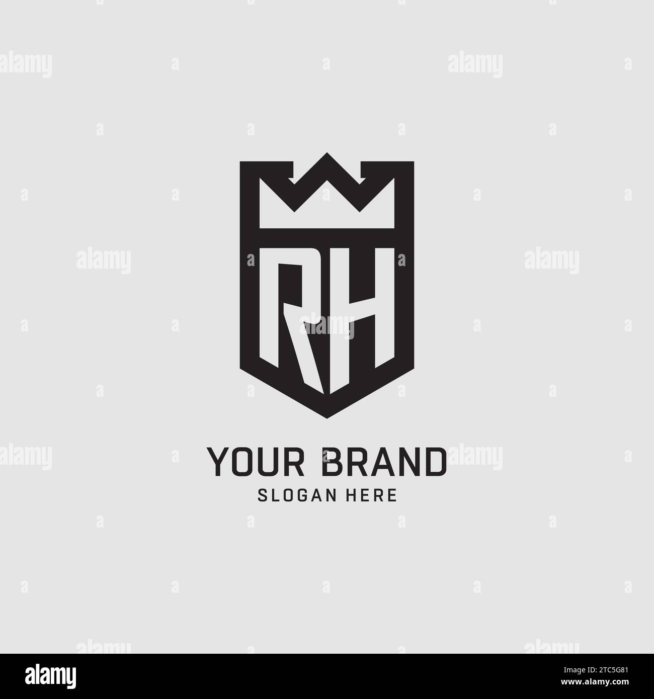 Initial RH logo shield shape, creative esport logo design vector ...
