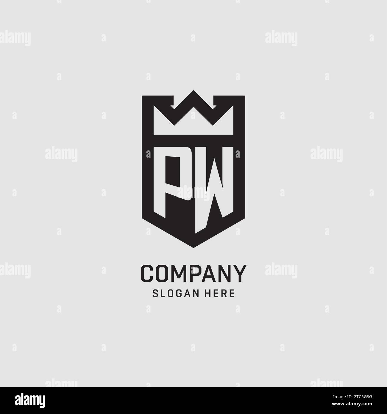 Initial PW logo shield shape, creative esport logo design vector ...