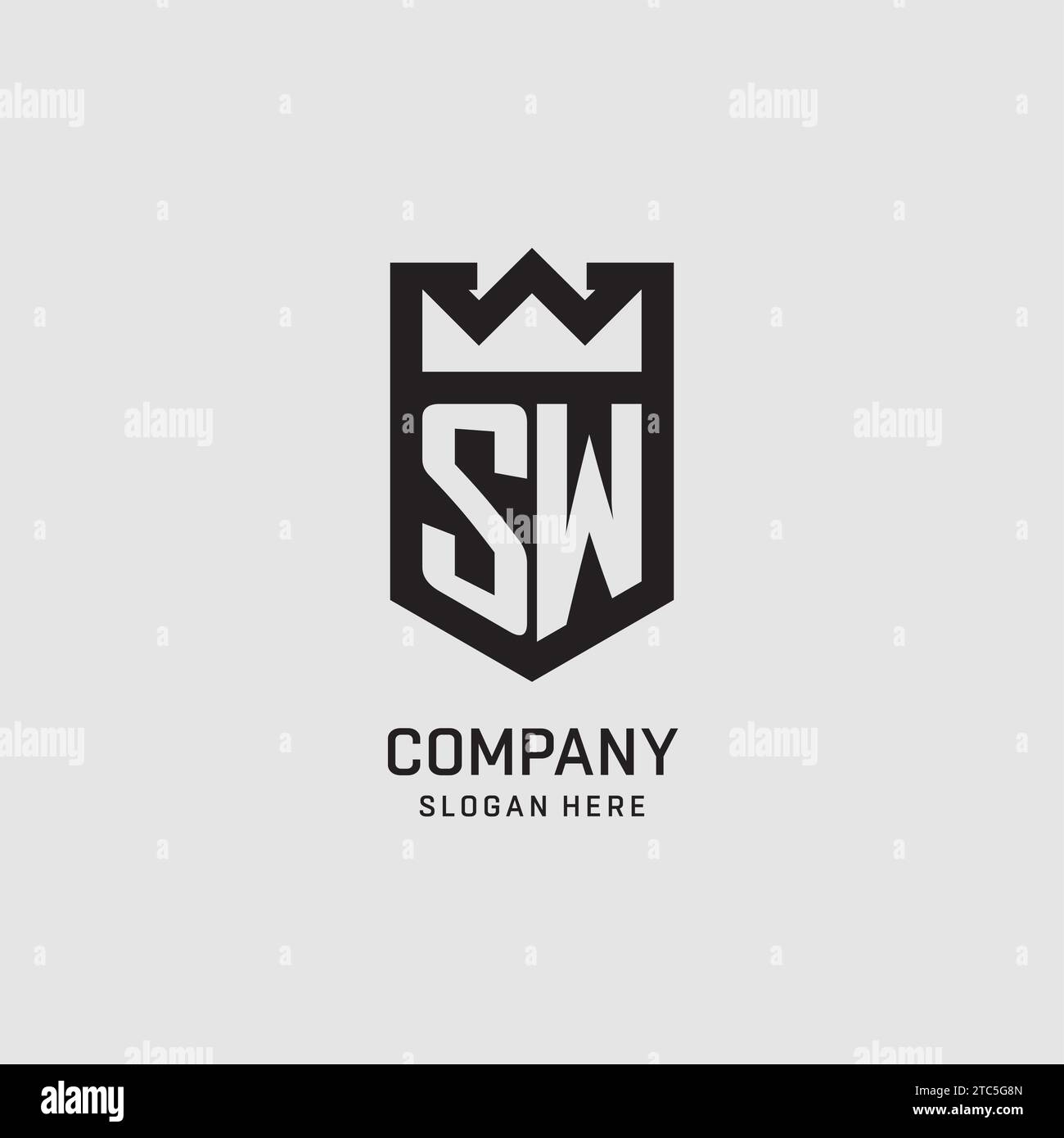 Initial SW logo shield shape, creative esport logo design vector ...