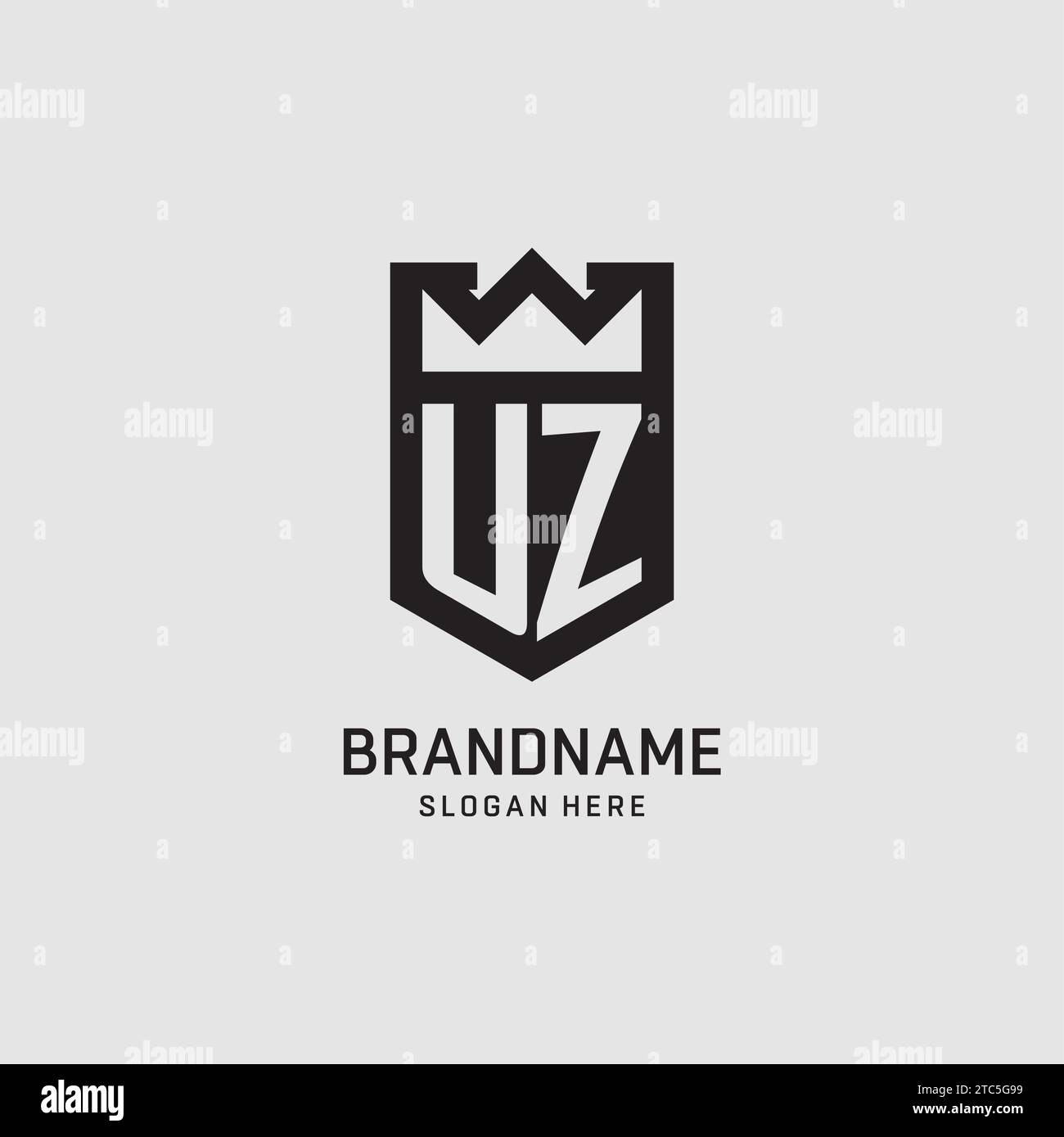 Initial UZ logo shield shape, creative esport logo design vector ...