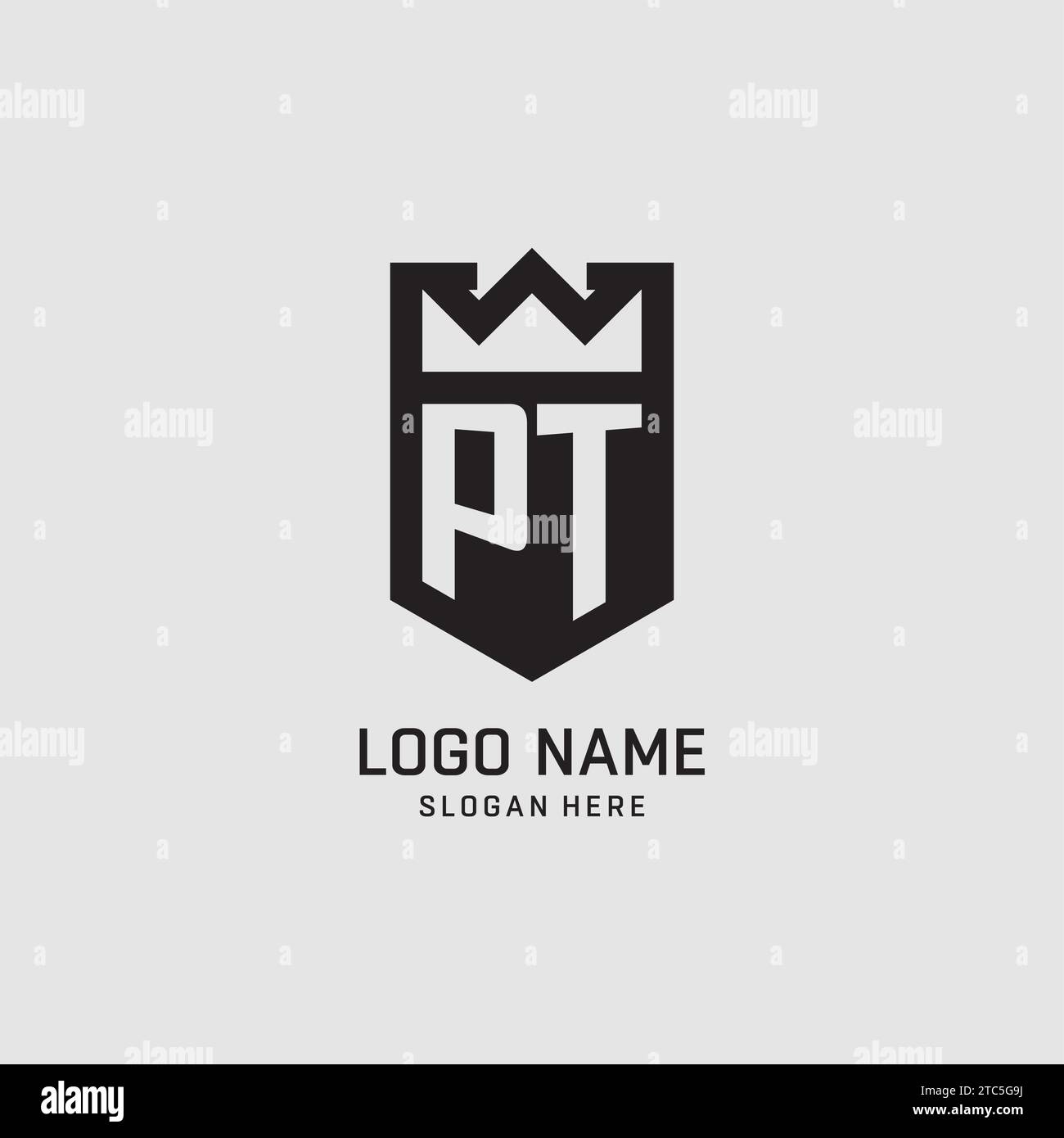 Initial PT logo shield shape, creative esport logo design vector ...