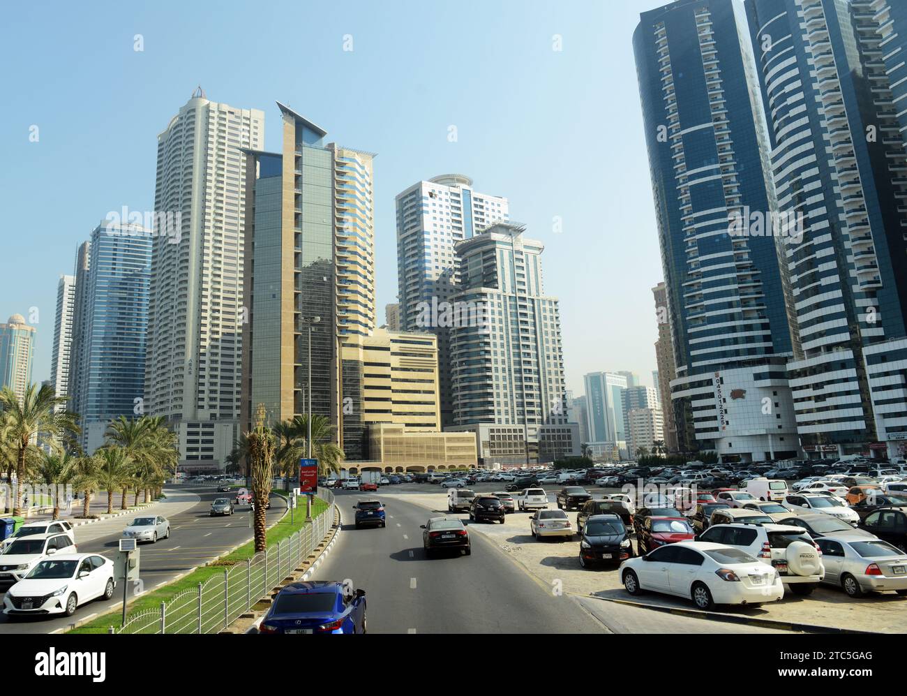Driving along the Corniche in Sharjah, UAE Stock Photo - Alamy