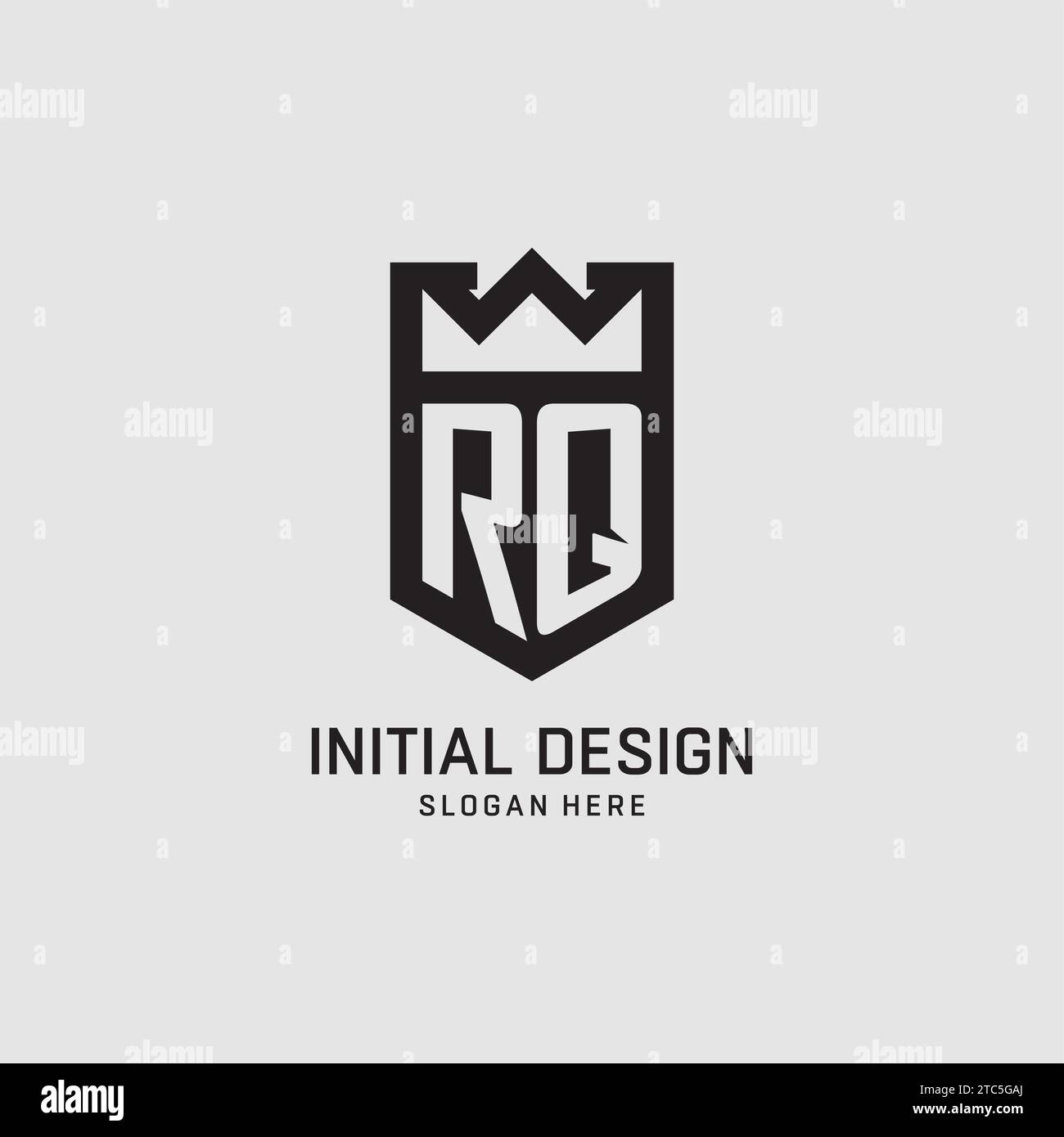 Initial RQ logo shield shape, creative esport logo design vector ...
