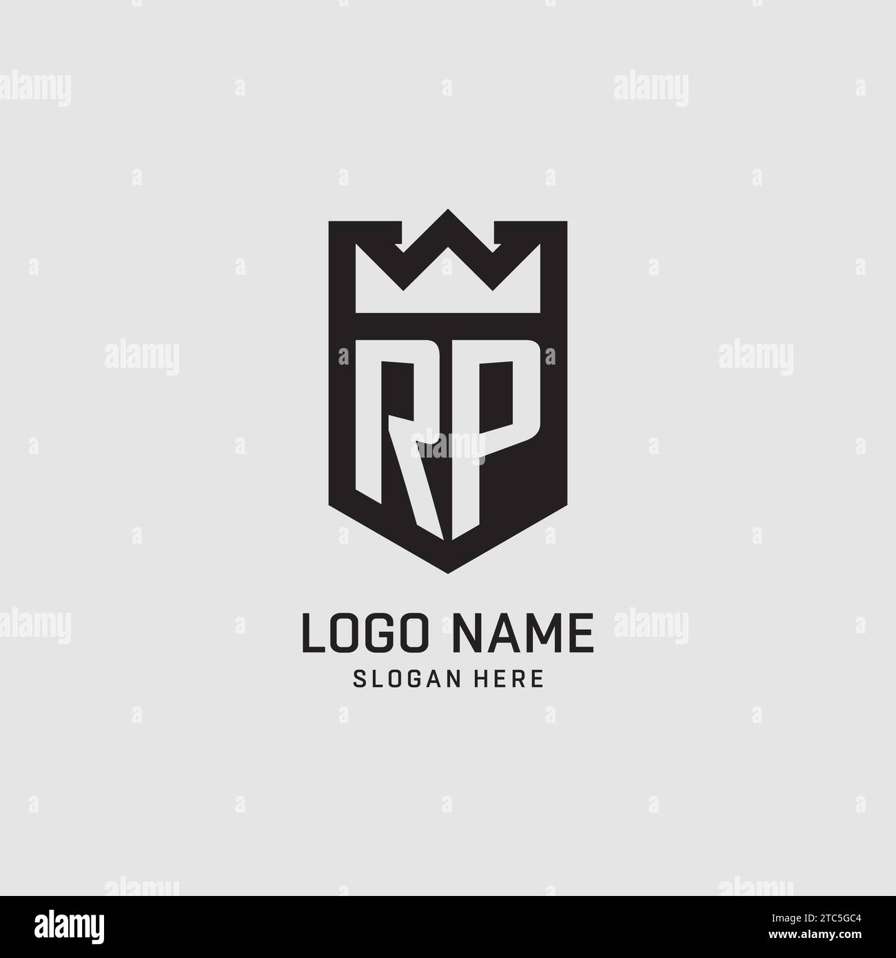 Initial RP logo shield shape, creative esport logo design vector graphic Stock Vector Image ...