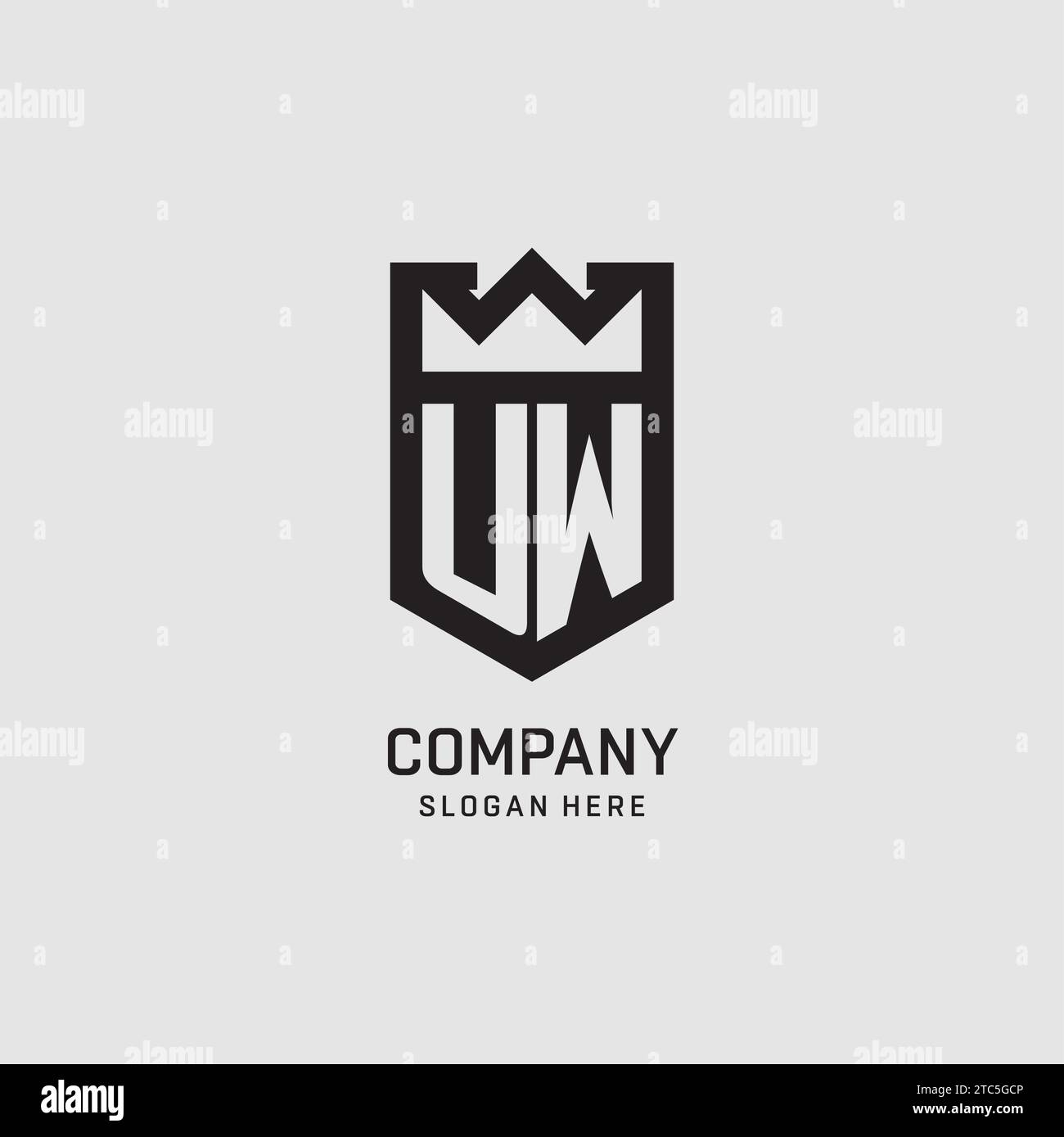 Initial UW logo shield shape, creative esport logo design vector ...
