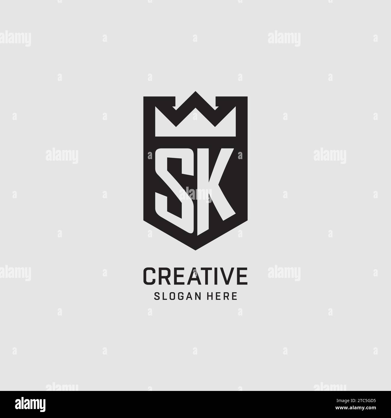 Initial SK logo shield shape, creative esport logo design vector ...