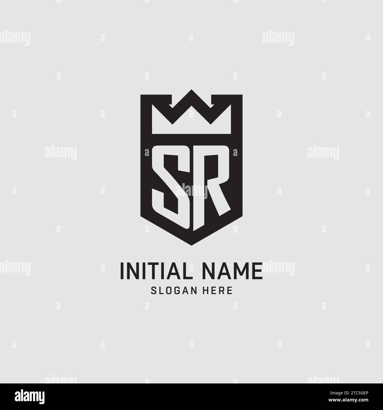 Initial SR logo shield shape, creative esport logo design vector ...