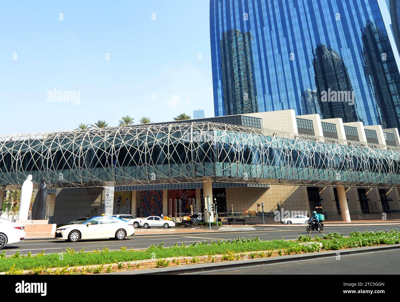 A modern pedestrian bridge connecting the Dubai mall and Emaar square ...