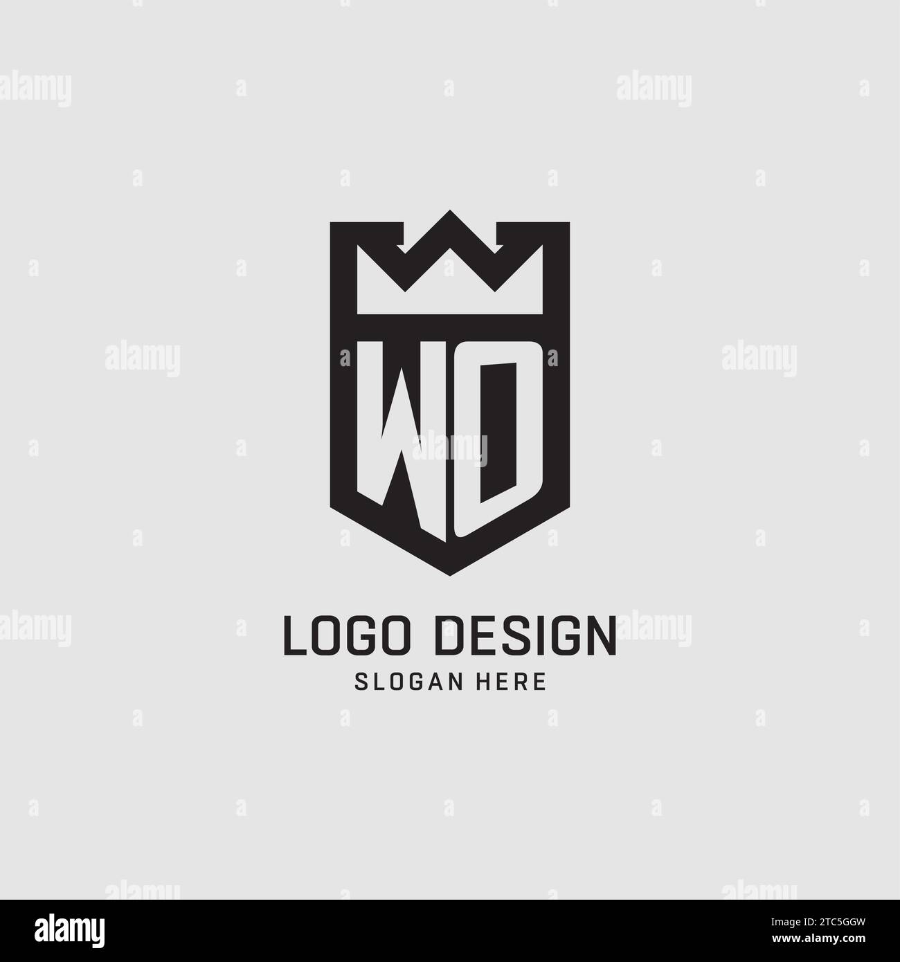 Initial WO logo shield shape, creative esport logo design vector ...