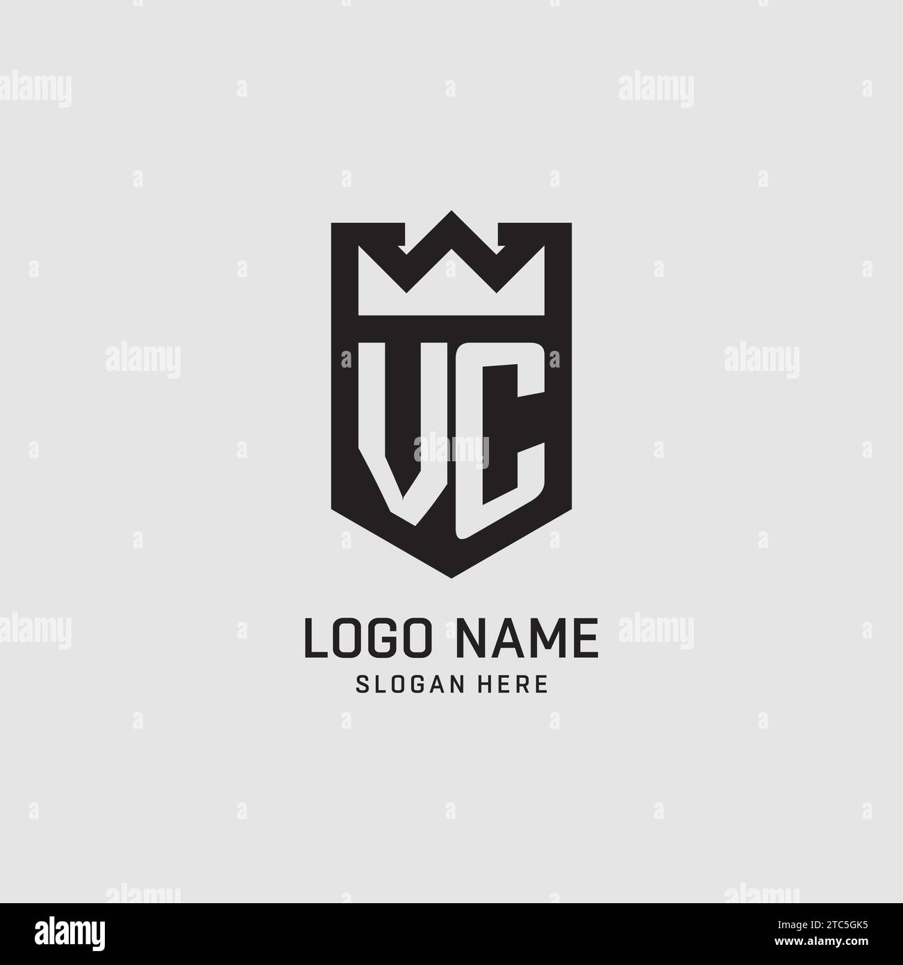 Initial VC logo shield shape, creative esport logo design vector ...