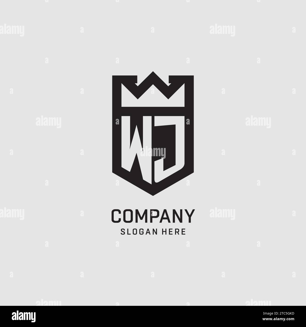 Initial WJ logo shield shape, creative esport logo design vector ...