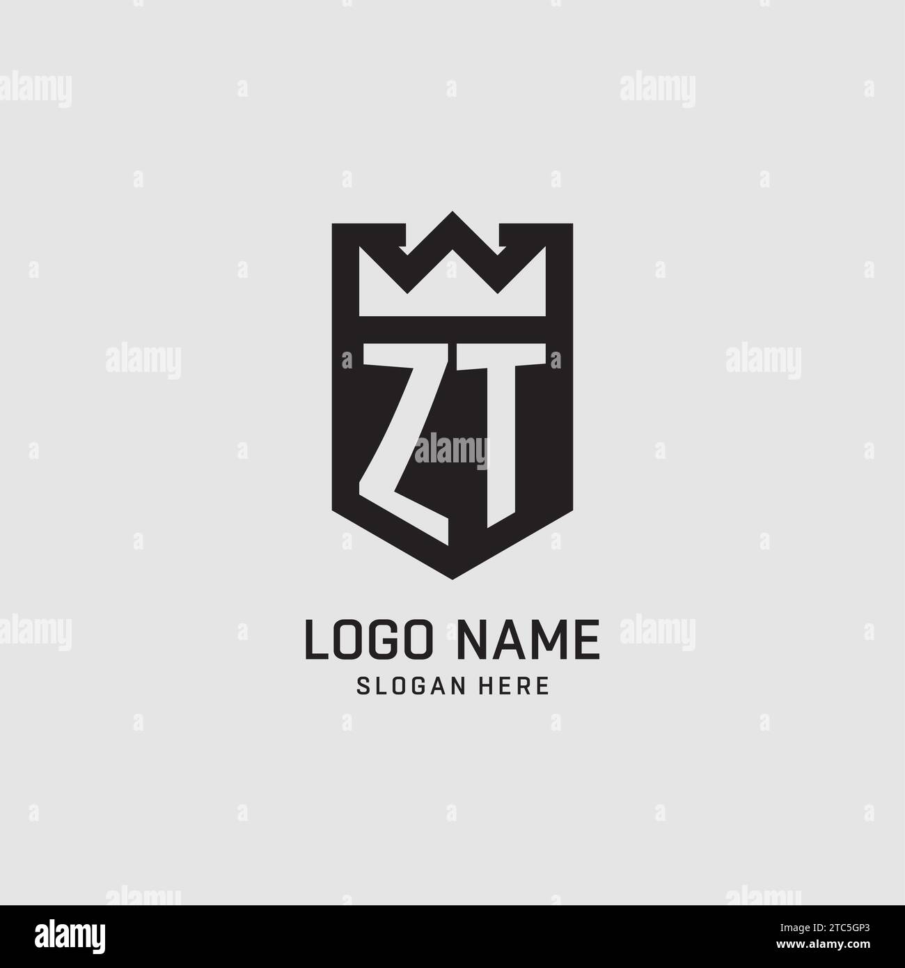 Initial ZT logo shield shape, creative esport logo design vector graphic Stock Vector Image ...