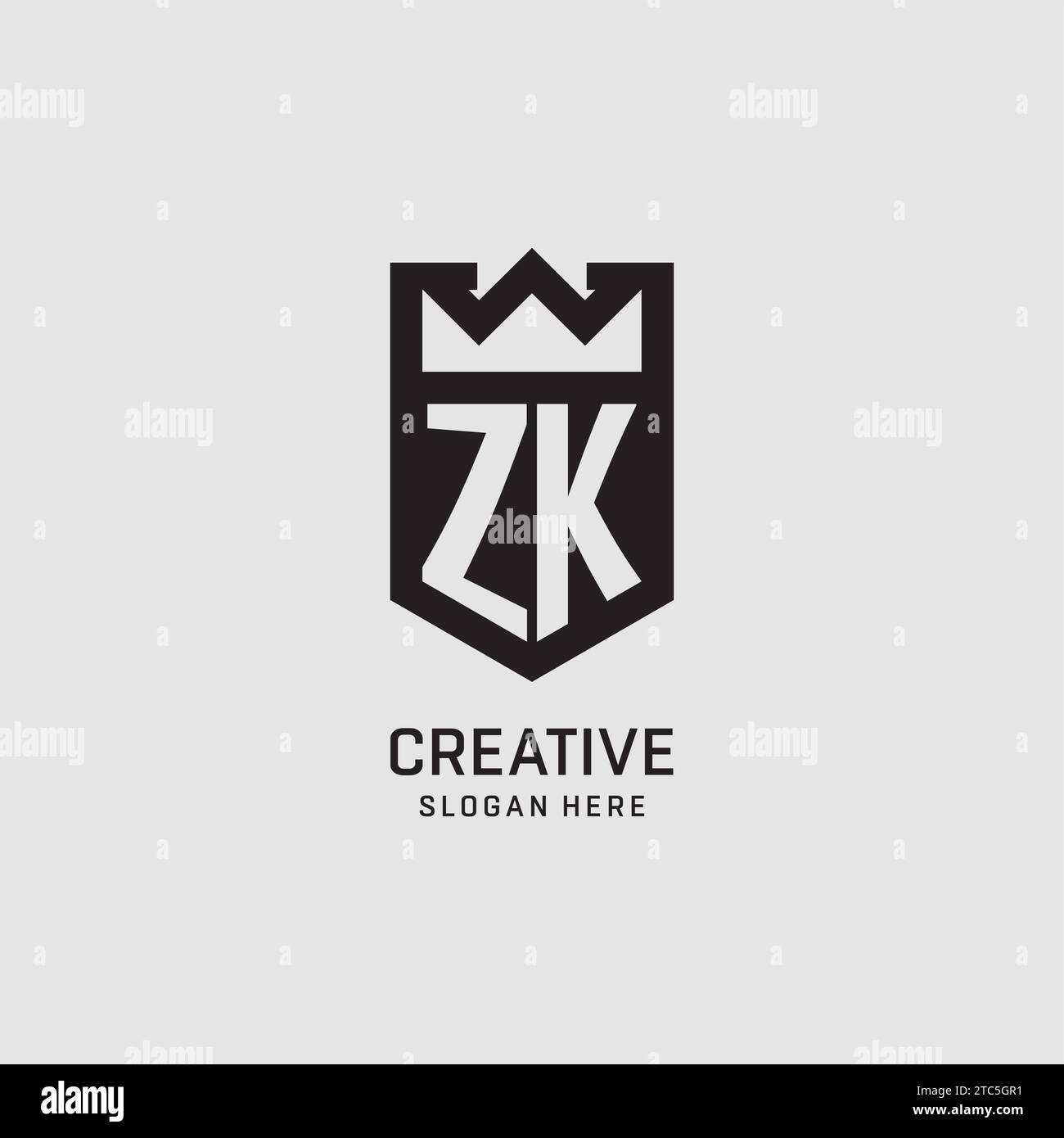 Initial ZK logo shield shape, creative esport logo design vector ...