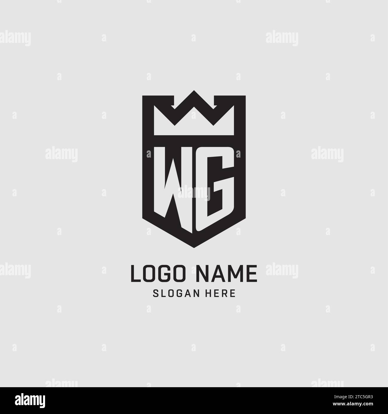 Initial WG logo shield shape, creative esport logo design vector ...