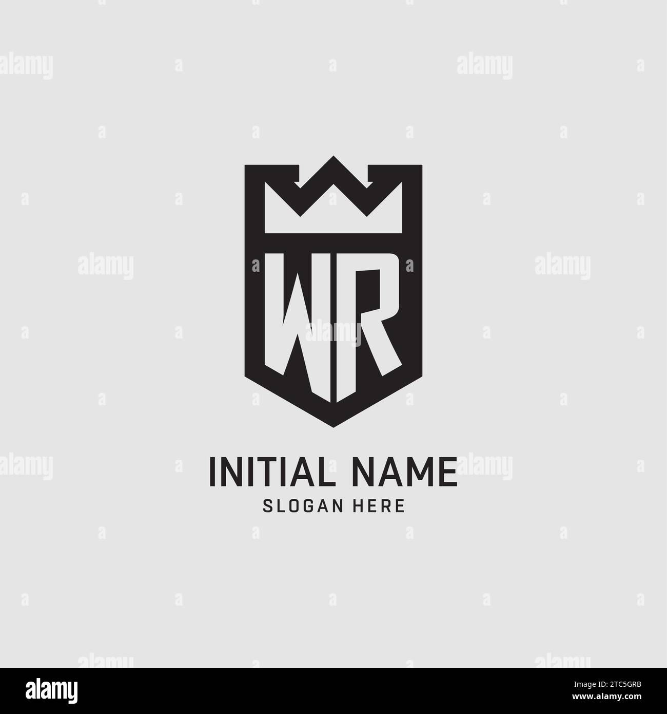 Initial WR logo shield shape, creative esport logo design vector ...
