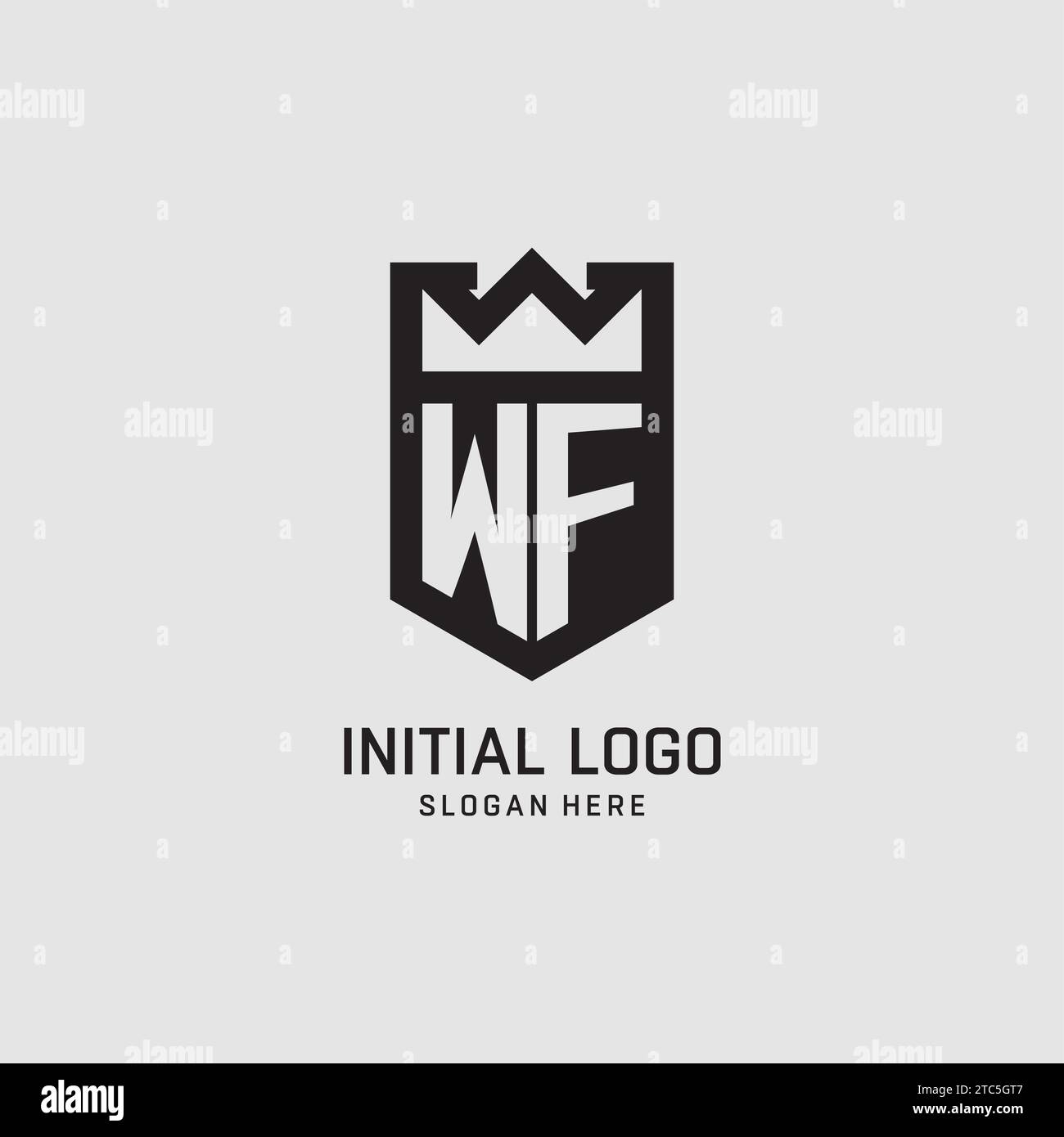 Initial WF logo shield shape, creative esport logo design vector ...