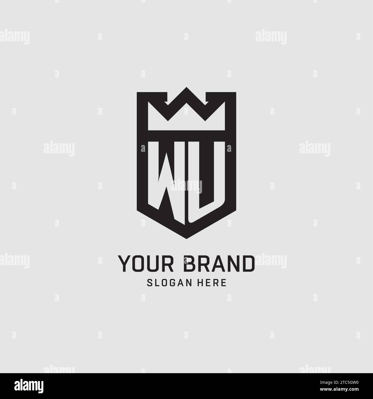 Initial WU logo shield shape, creative esport logo design vector ...