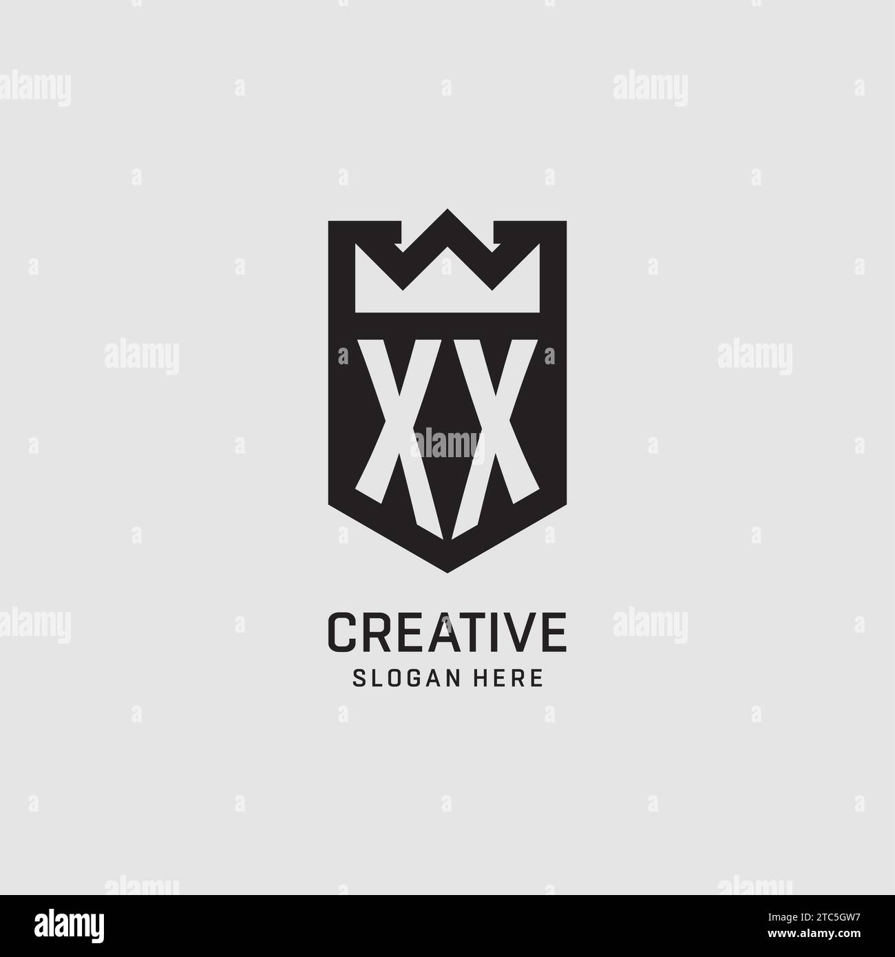 Initial XX logo shield shape, creative esport logo design vector ...