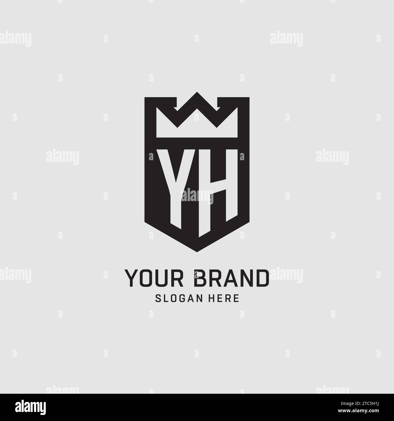 Initial YH logo shield shape, creative esport logo design vector ...
