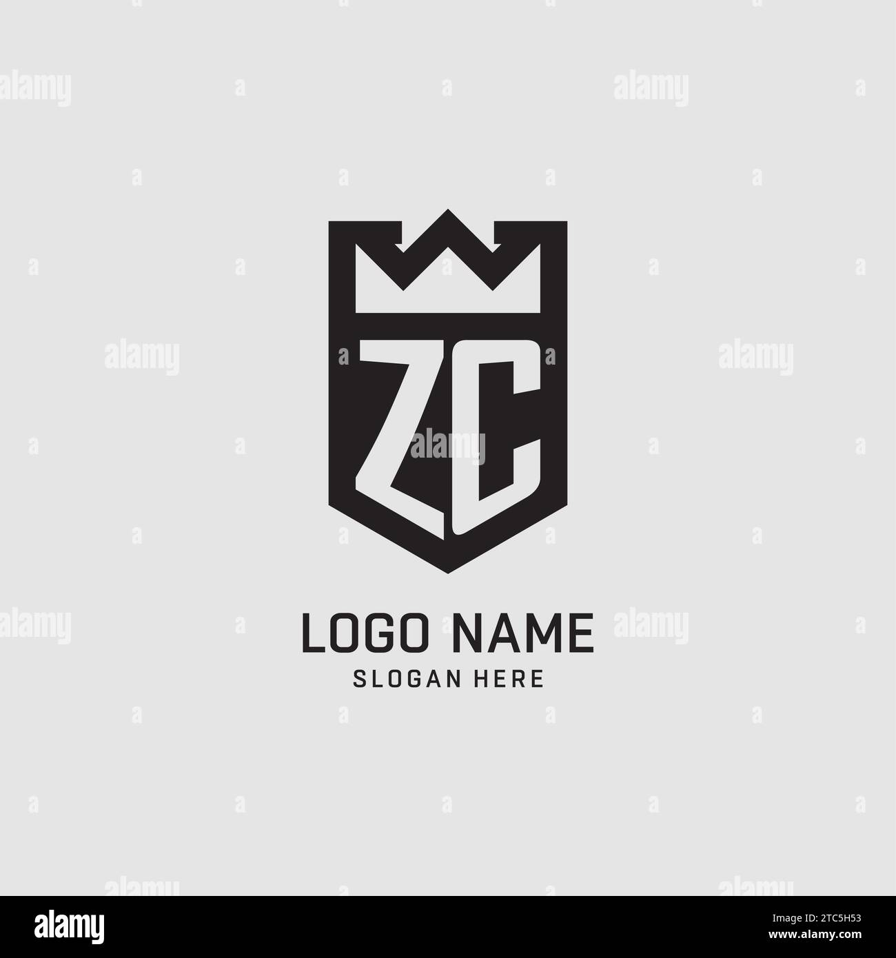 Initial ZC logo shield shape, creative esport logo design vector graphic Stock Vector Image ...