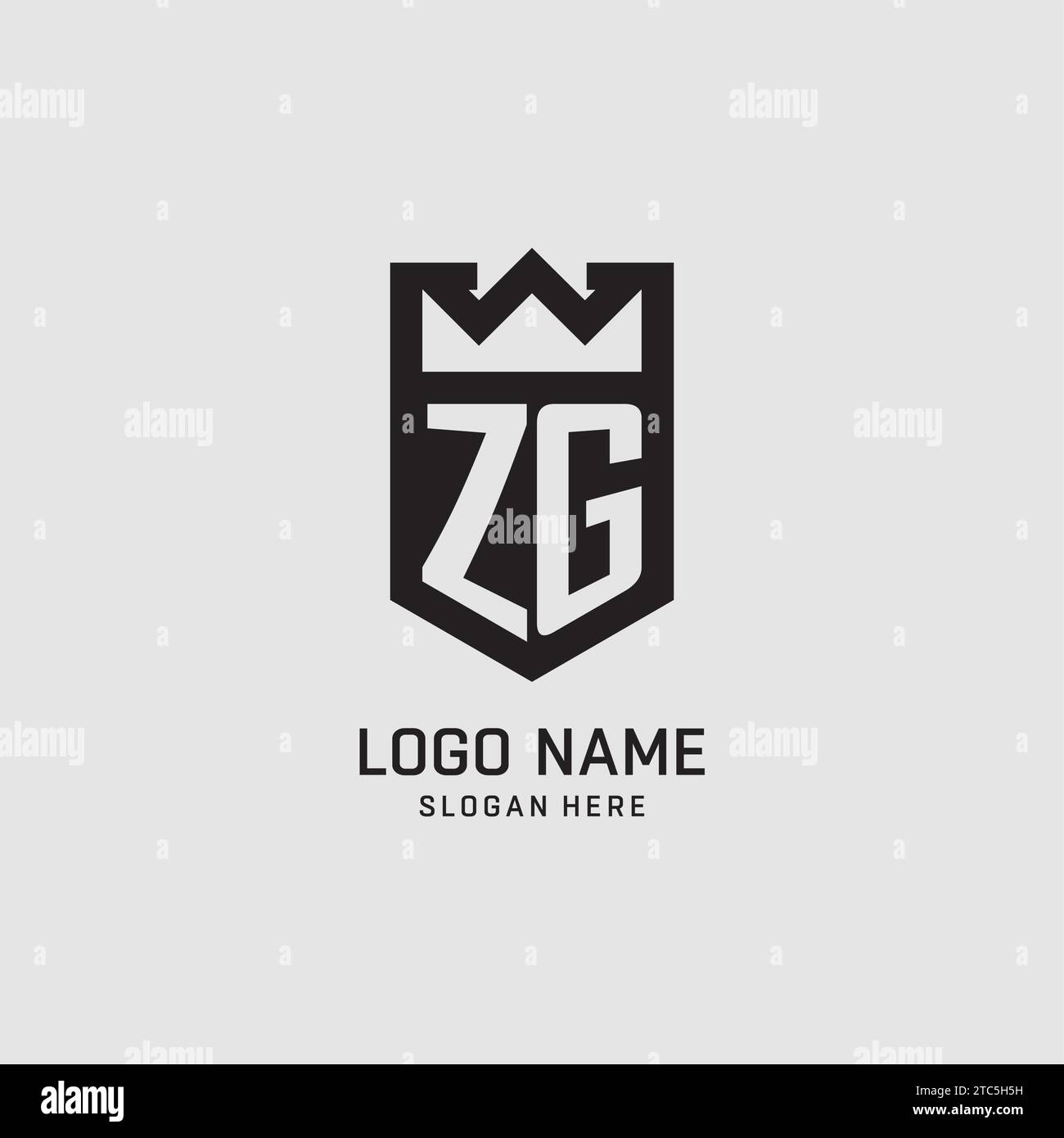 Initial ZG logo shield shape, creative esport logo design vector graphic Stock Vector Image ...