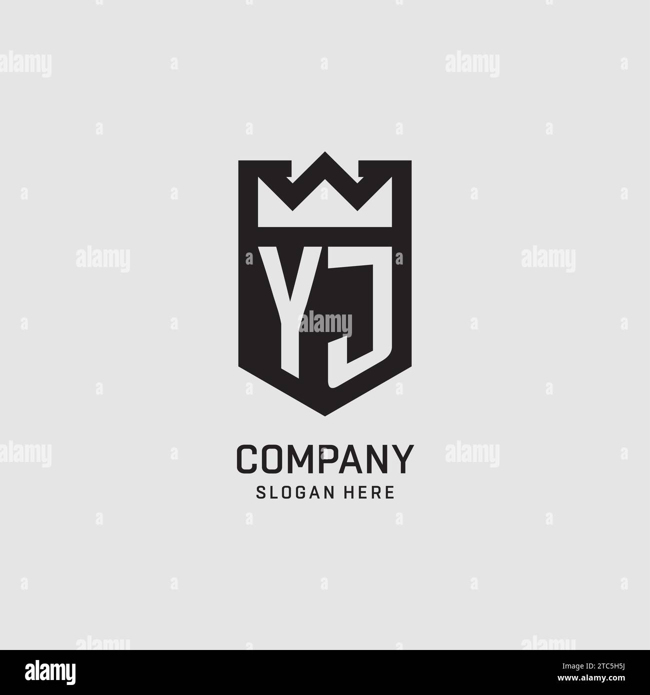Initial YJ logo shield shape, creative esport logo design vector ...