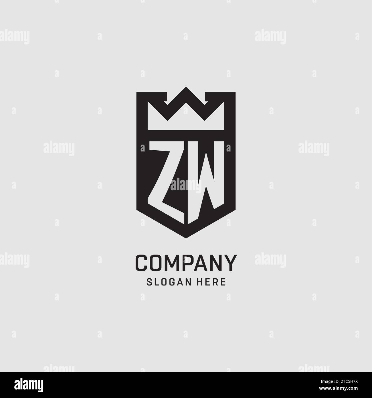 Initial ZW logo shield shape, creative esport logo design vector ...