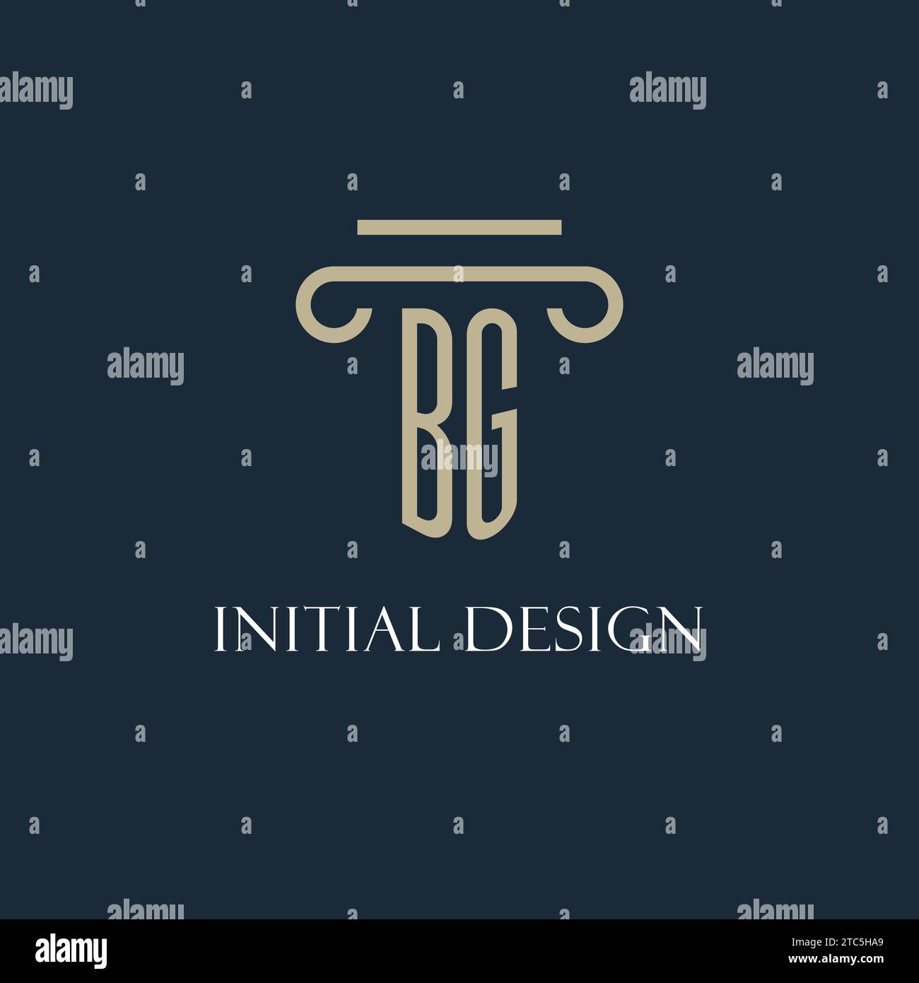 BG initial logo for lawyer, law firm, law office with pillar icon ...